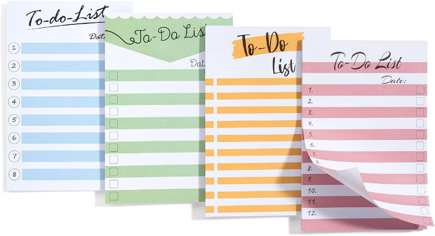 Mr. Pen- to Do List Sticky Notes, 4"x6", 4 Pads, 200 Sheets, Striped ...