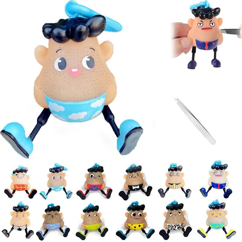 Mr Plucky Toy, 2024 New Hair Plucking Fidget Toy with Tweezers, Hair ...