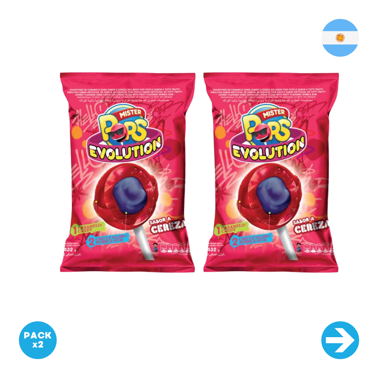 Mr Pops - Cherry Lollipop Evolution - 432Gr - x2 units - Walmart.com