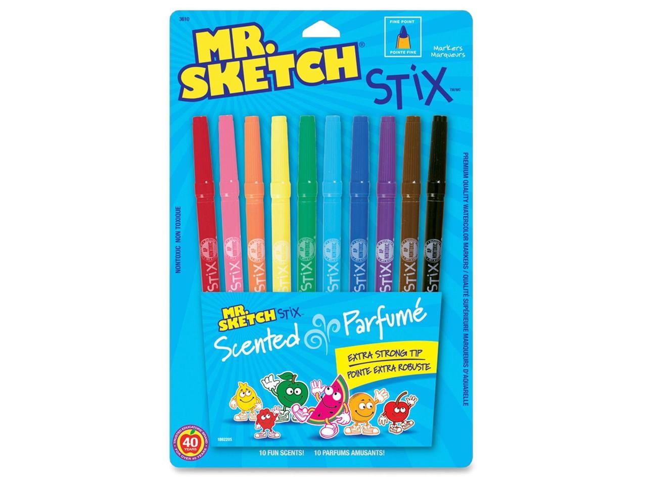 Mr. Sketch Scented Stix Markers, Fine Tip, Assorted Colors, 10 Count ...