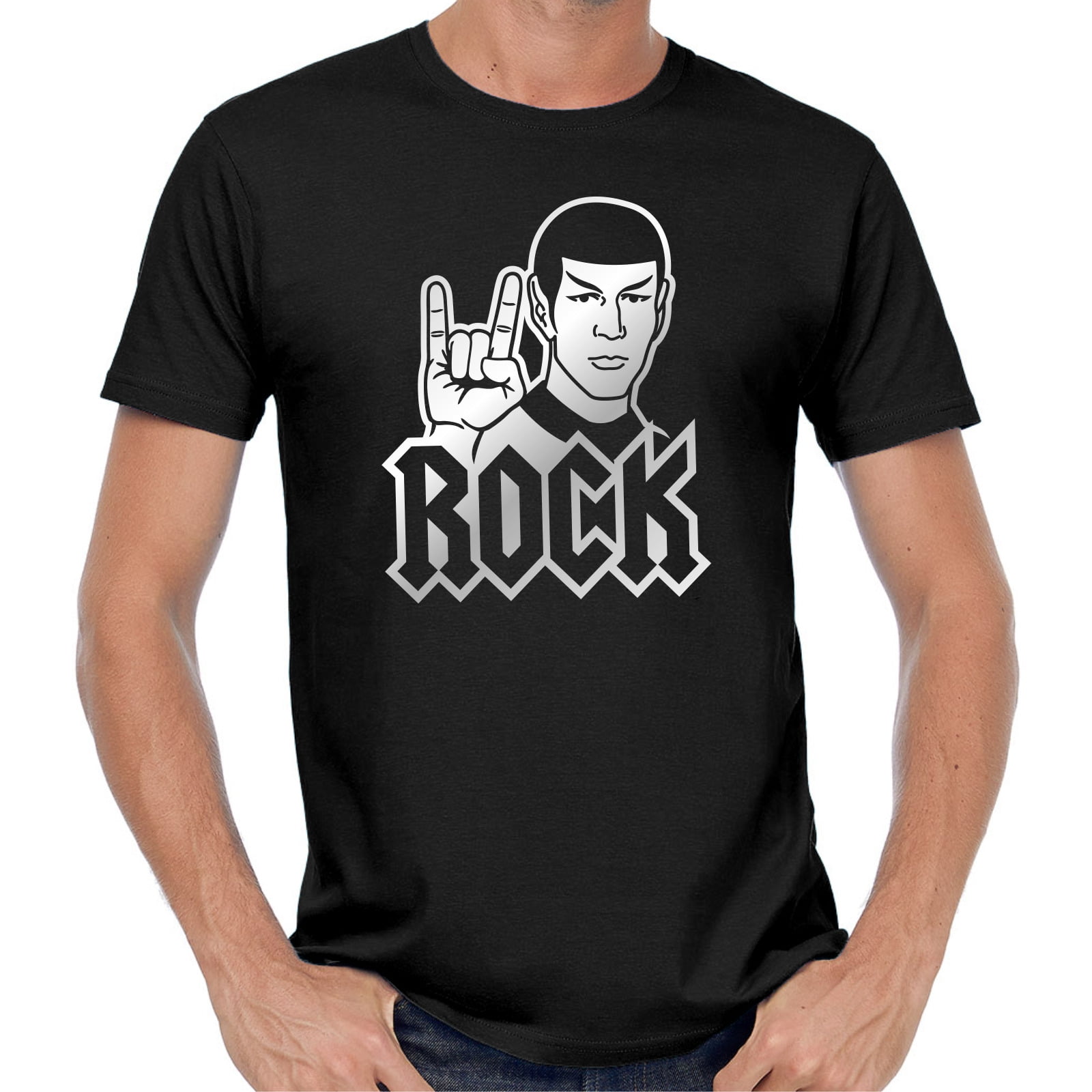 Mr Spock Rock Hand Heavy Metal Star Enterprise Trek Satire Parody Fun T ...
