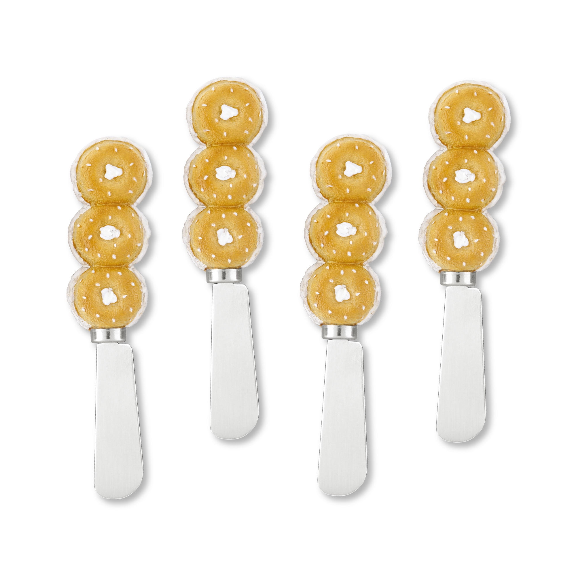 Mr. Spreader 4-Piece Bagel Hand Painted Resin Handle with Stainless ...