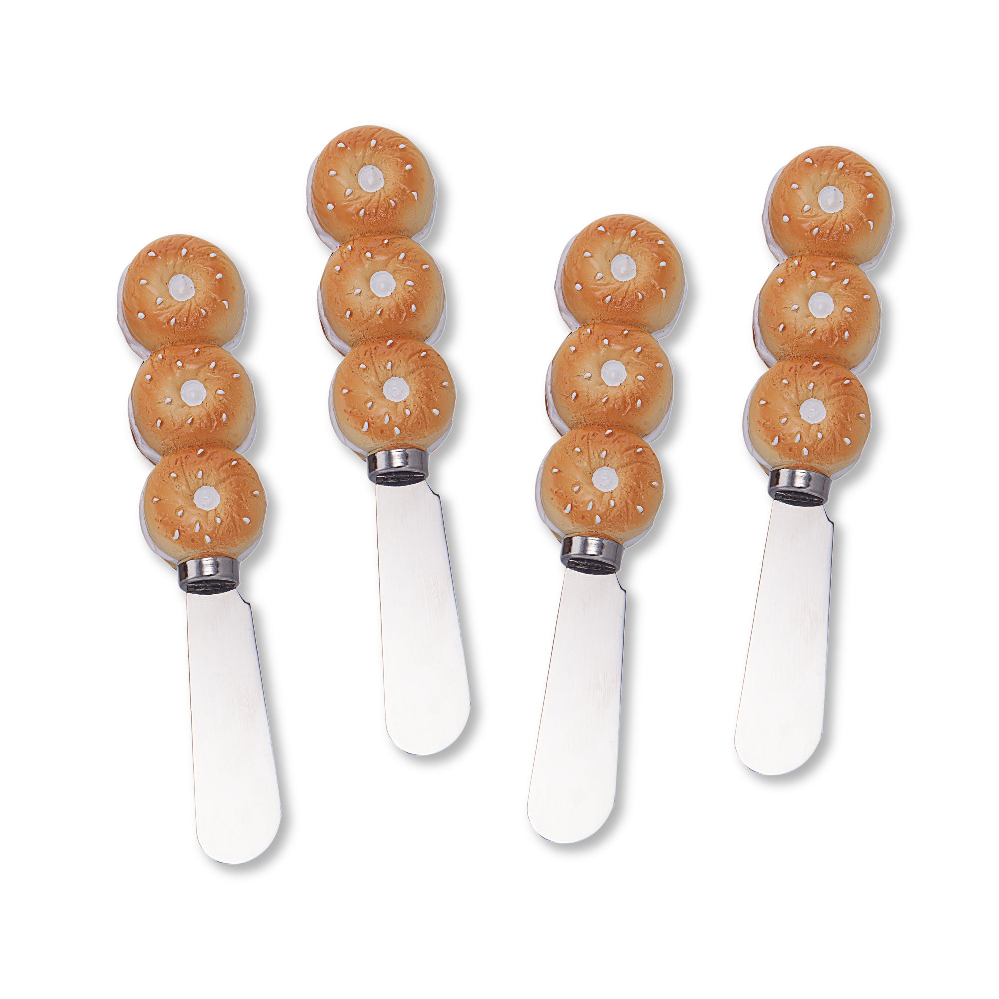 Mr. Spreader 4-Piece Bagel Hand Painted Resin Handle with Stainless ...