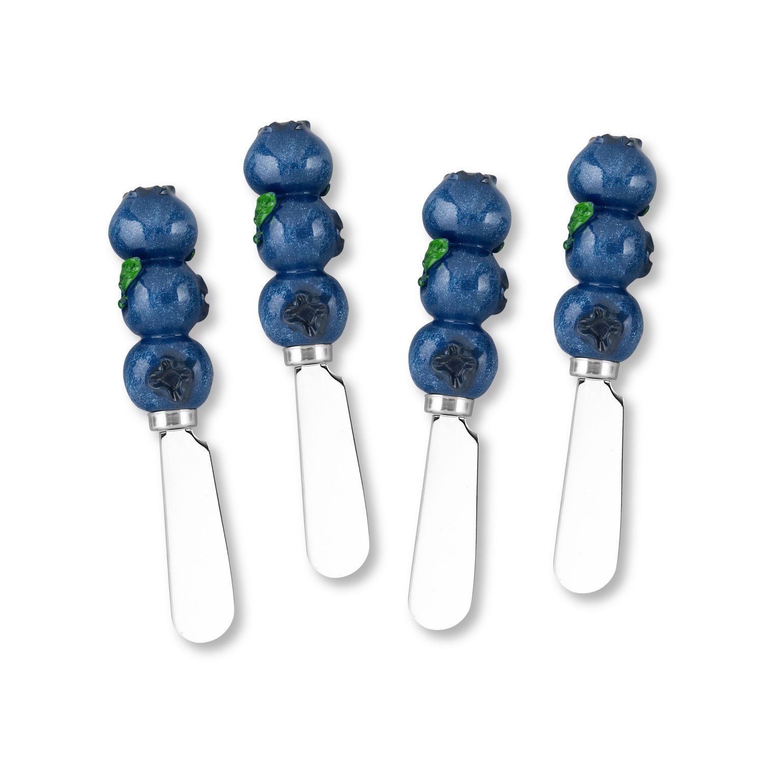 Mr. Spreader 4-Piece Blueberry Hand Painted Resin Handle with Stainless ...