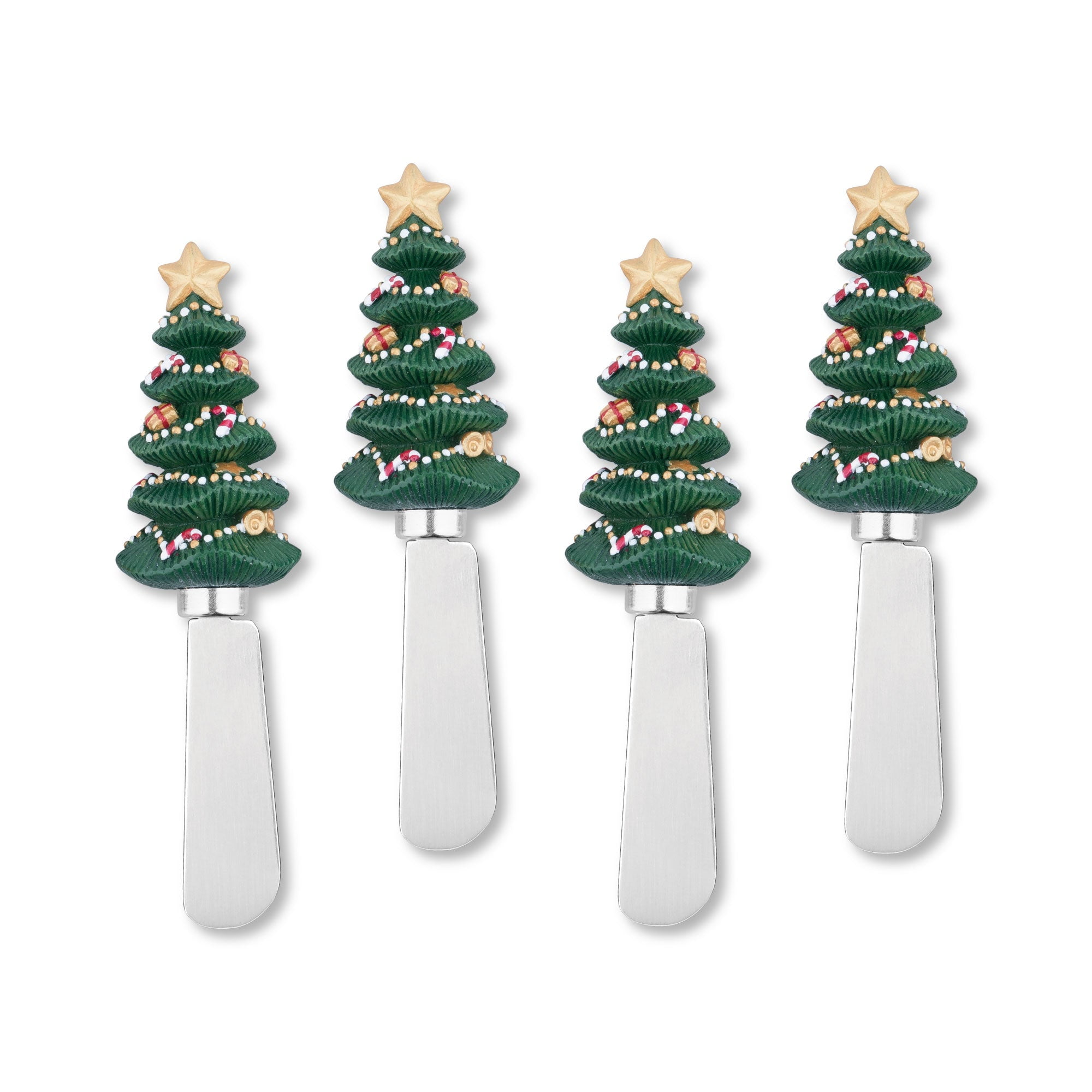 Mr. Spreader 4-Piece Holiday Tree Hand Painted Resin Handle with ...