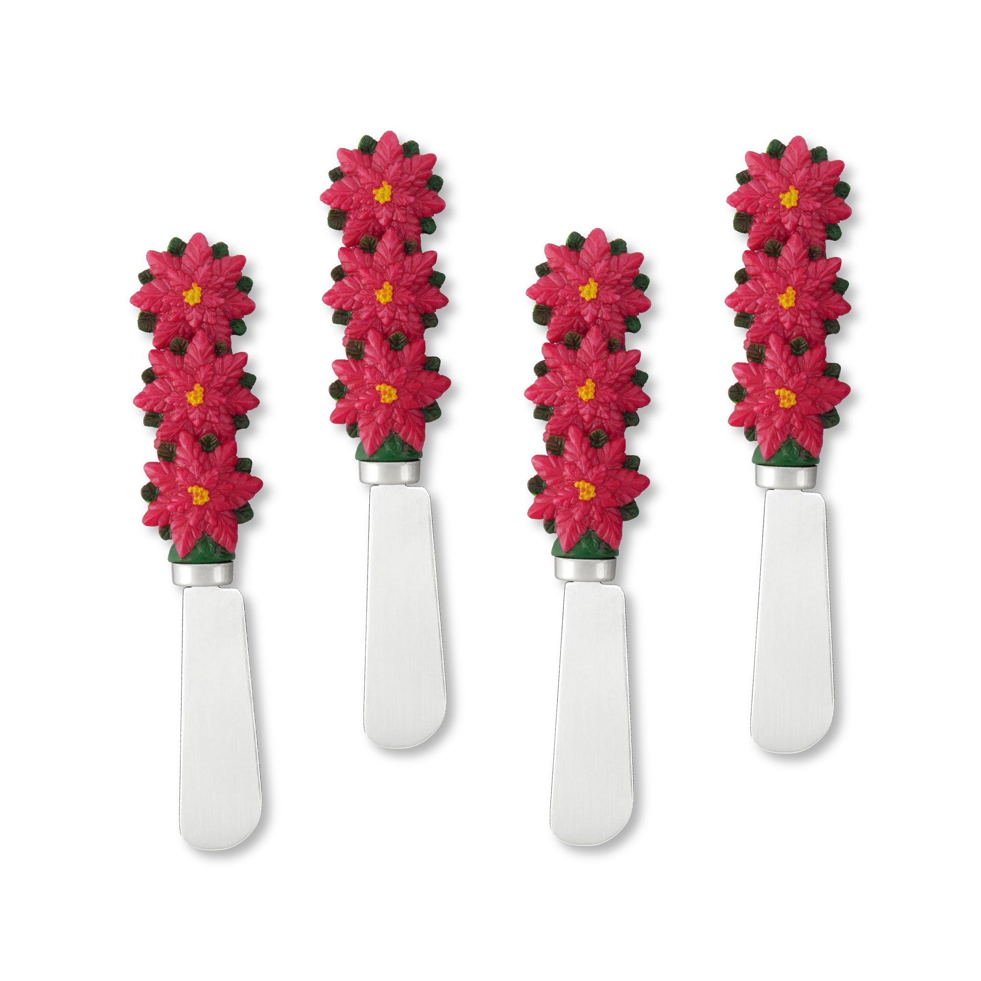 Mr. Spreader 4-Piece Poinsettias Hand Painted Resin Handle with ...