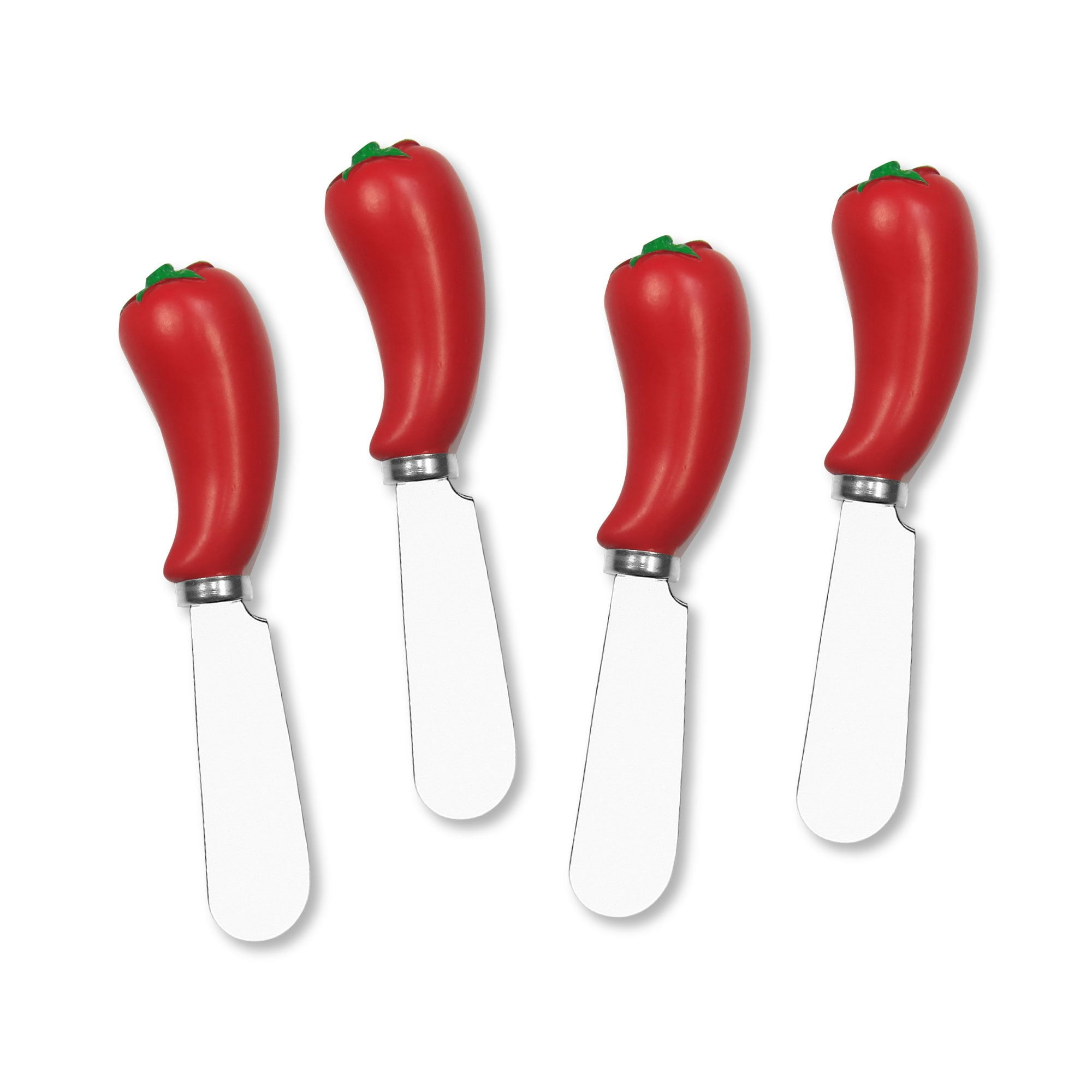 Mr. Spreader 4-Piece Red Chili Hand Painted Resin Handle with Stainless ...