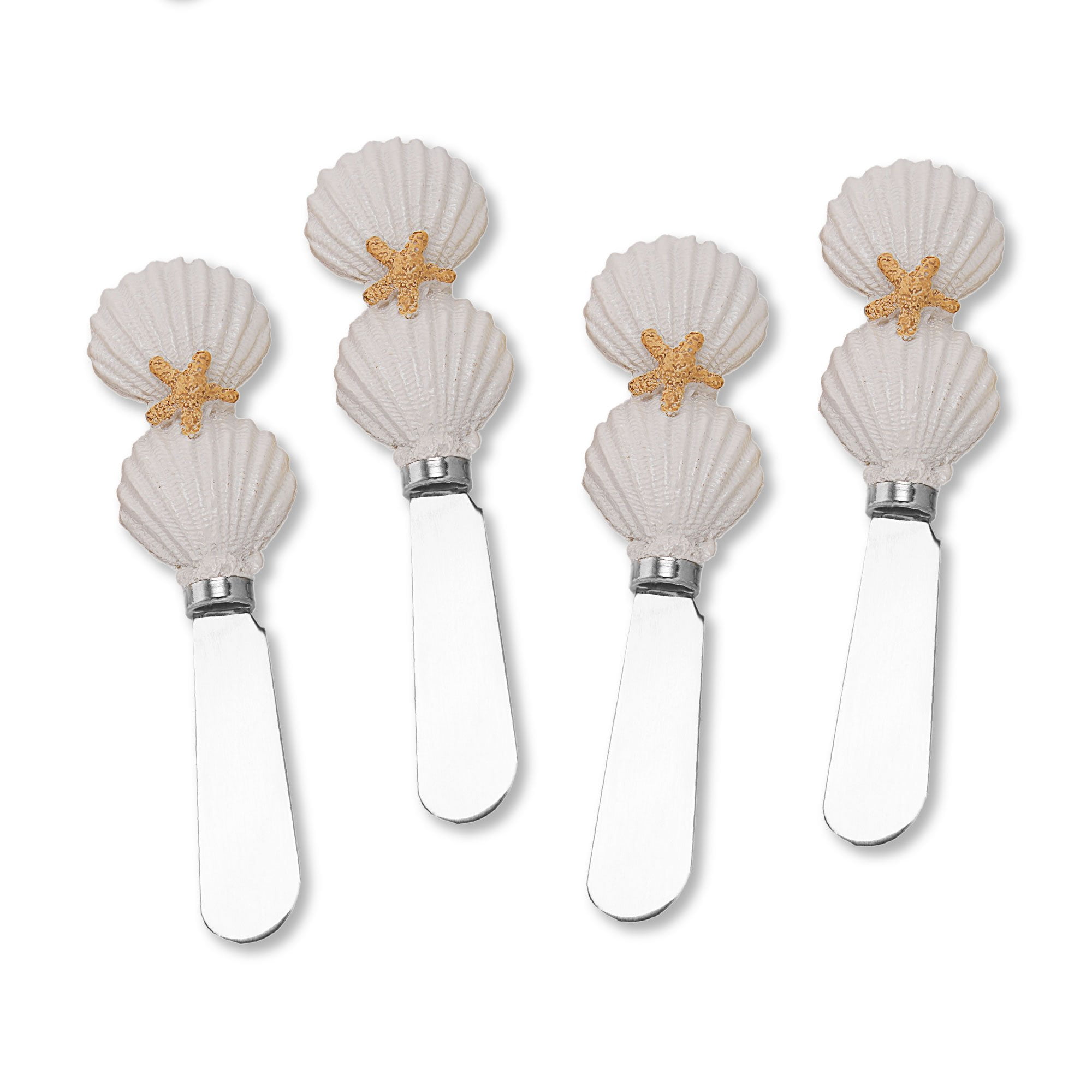Mr. Spreader 4-Piece Seashell Hand Painted Resin Handle with Stainless ...