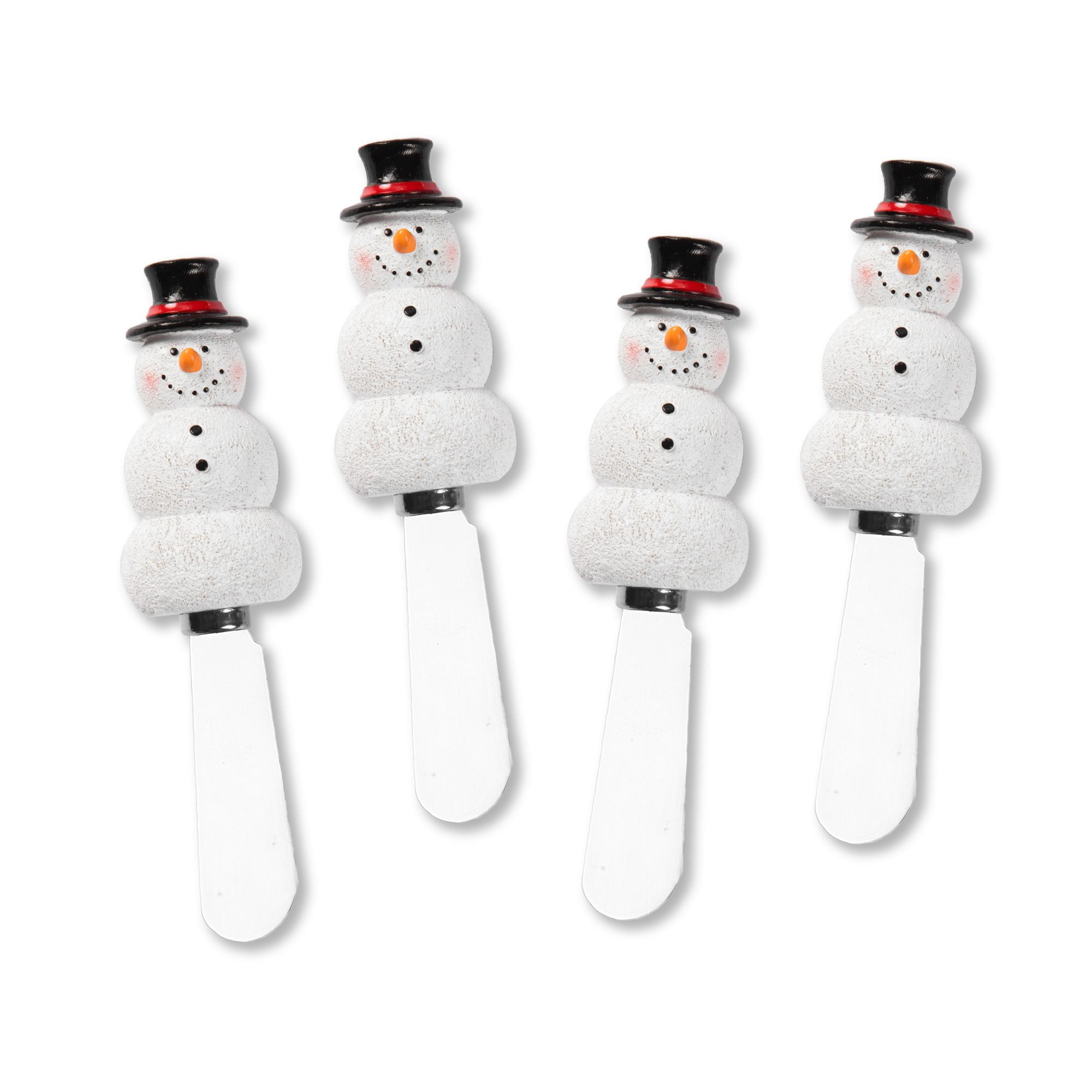 Mr. Spreader 4-Piece Snowman with Black Hat Hand Painted Resin Handle ...