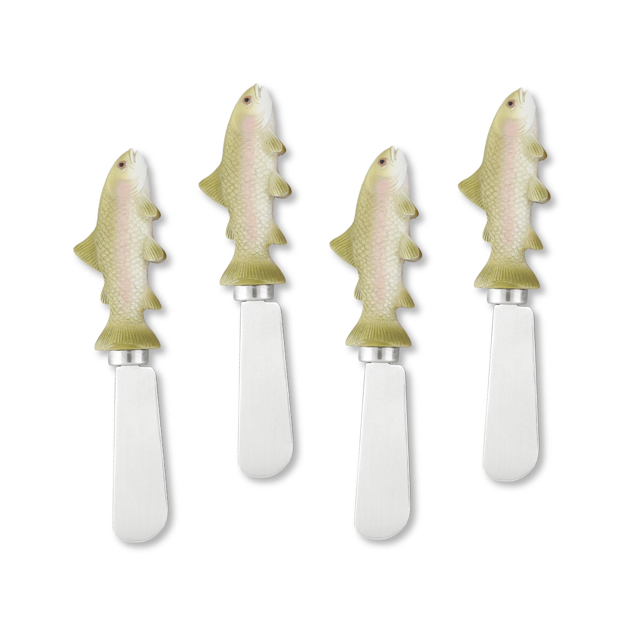 Mr. Spreader 4-Piece Trout Hand Painted Resin Handle with Stainless ...