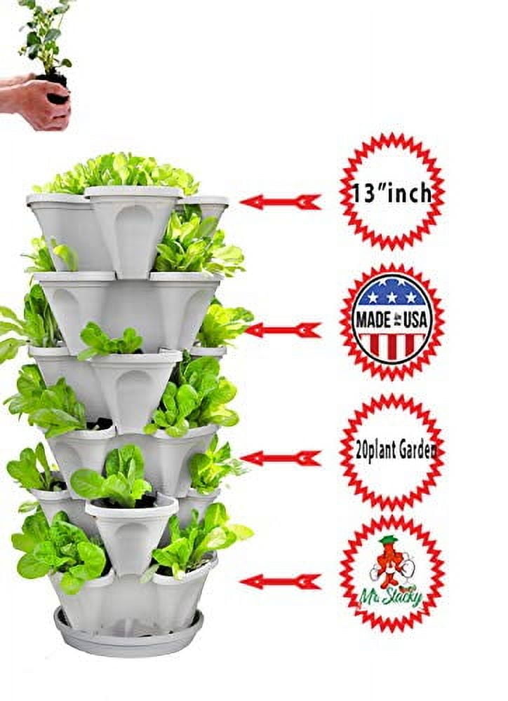 Mr. Stacky© 5-Tier 13 inch Wide - (Stone Color) Strawberry and Herb ...