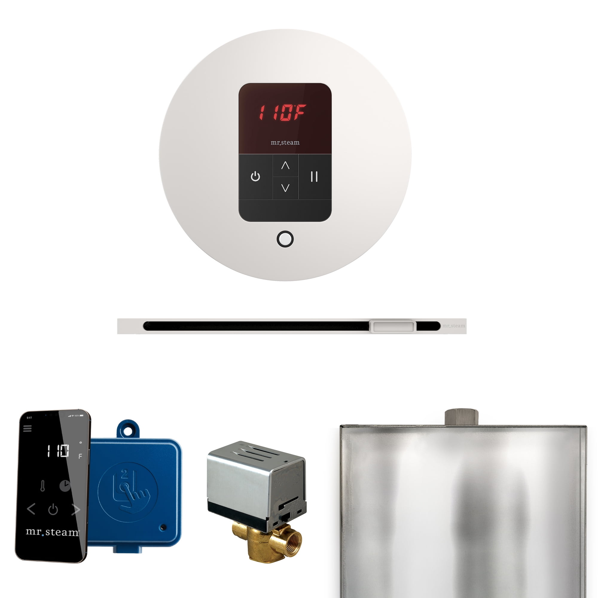 Mr Steam Basic Butler Steam Shower Ctrl Pkg w/Round iTempo Control and ...