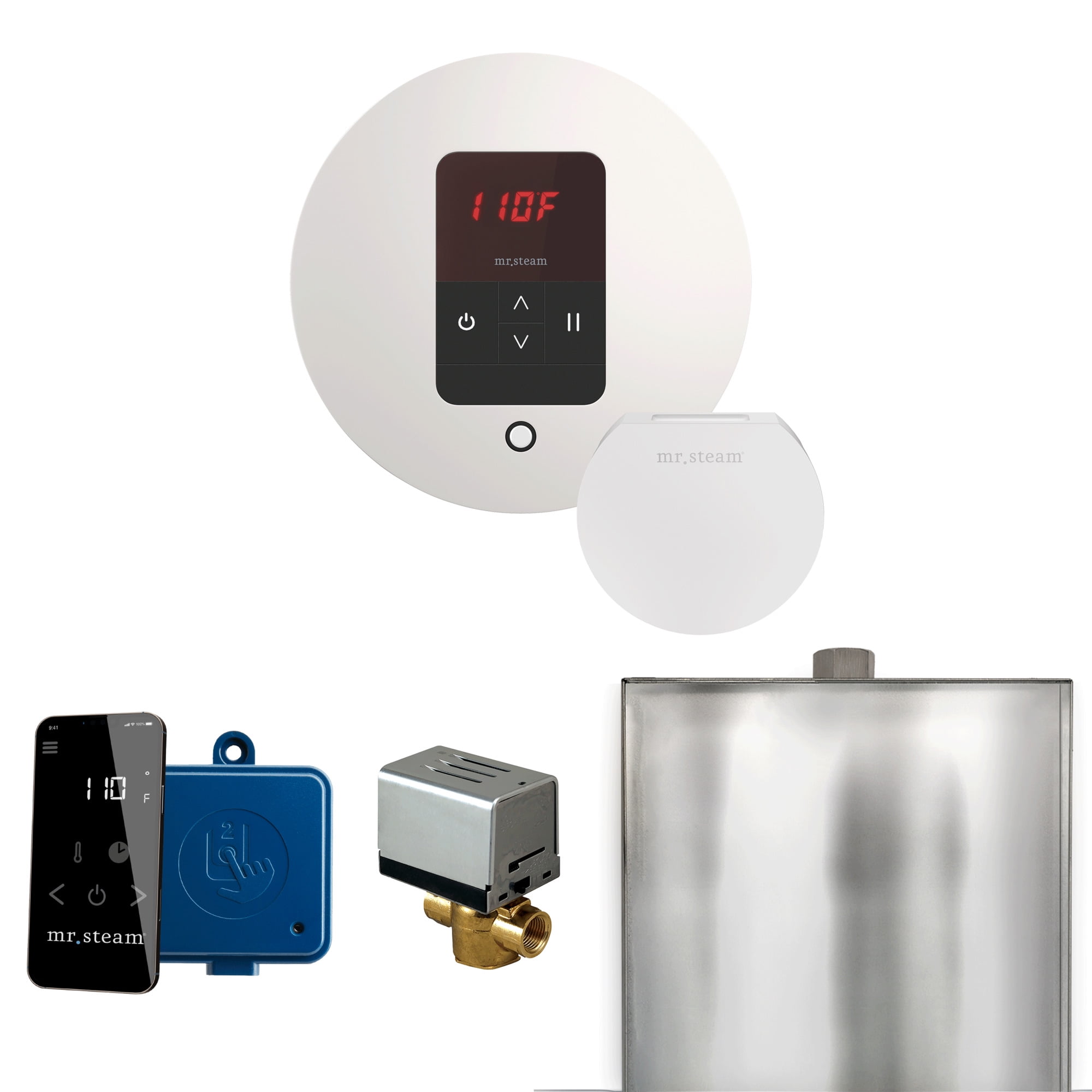 Mr Steam Basic Butler Steam Shower Ctrl Pkg w/Round iTempo Control and ...