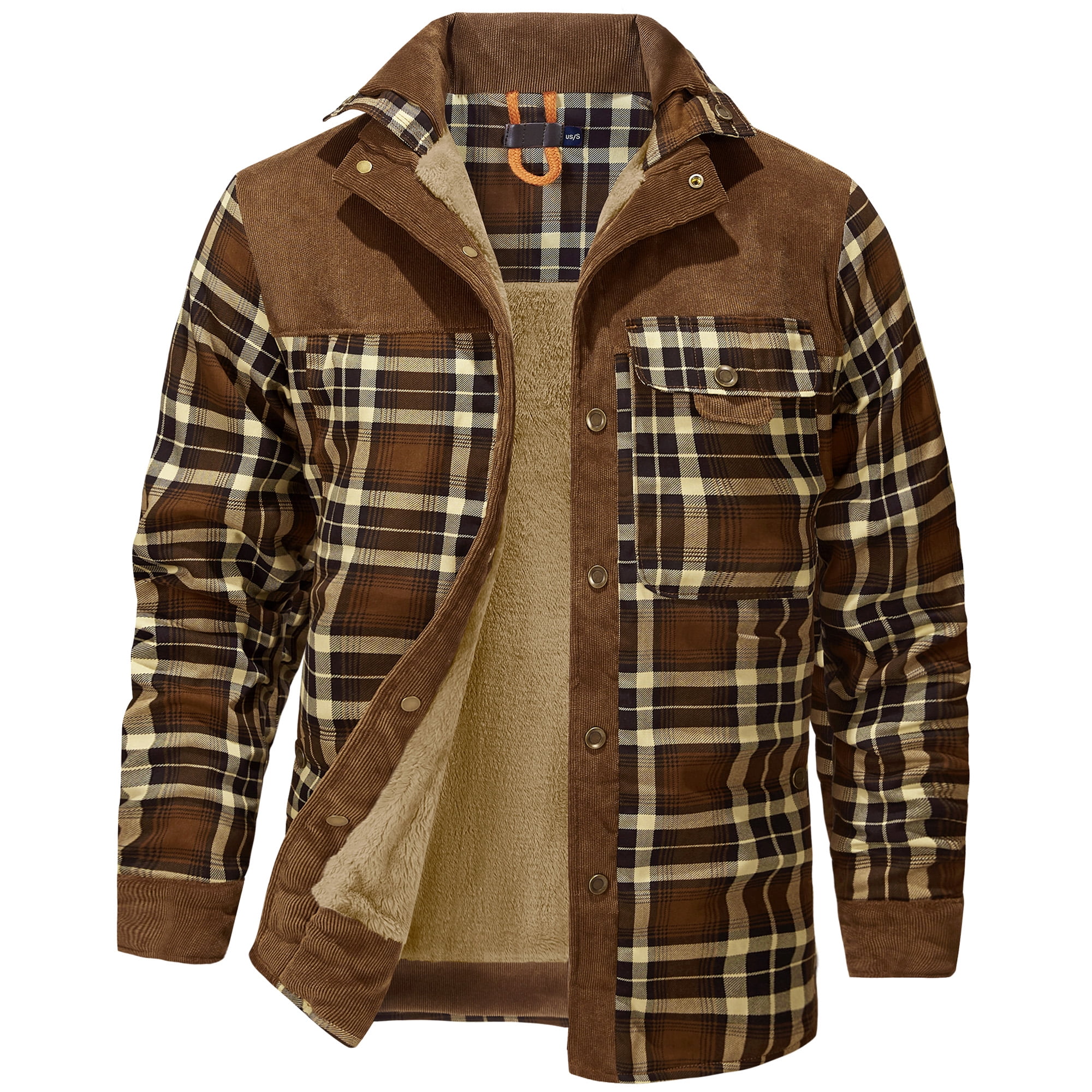 Mr.Stream Men's Sherpa Lined Fleece Long Sleeve Plaid Flannel Snap ...