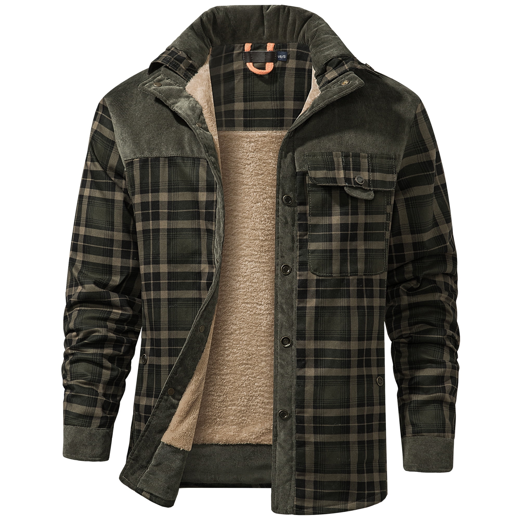 Mr.Stream Men's Sherpa Lined Fleece Long Sleeve Plaid Flannel Snap ...
