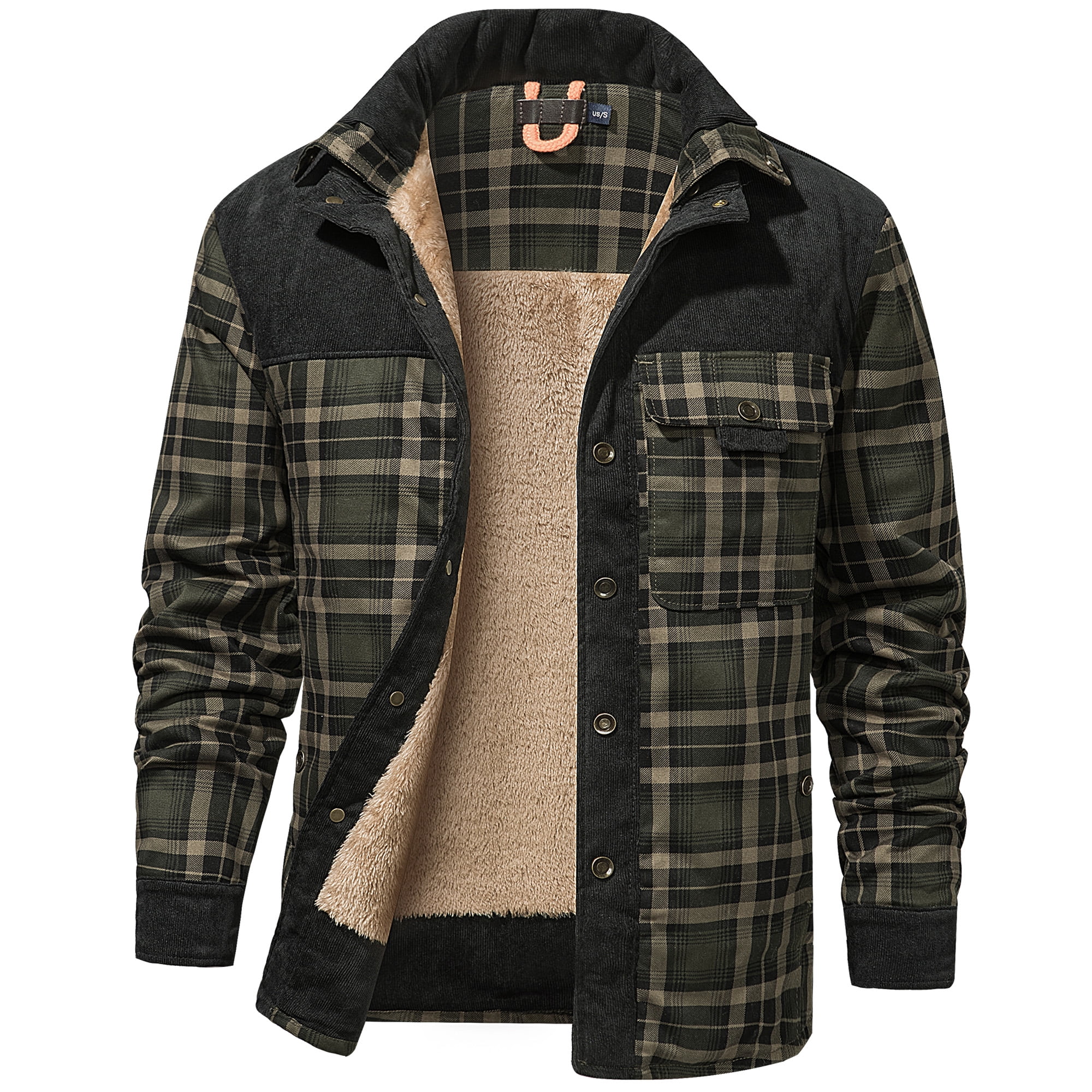 Mr.Stream Men's Sherpa Lined Fleece Long Sleeve Plaid Flannel Snap ...