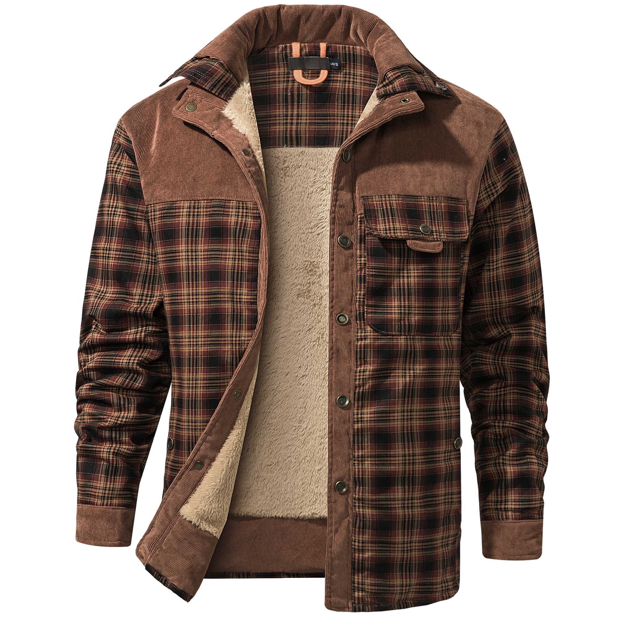 Mr.Stream Men's Sherpa Lined Fleece Long Sleeve Plaid Flannel Snap ...