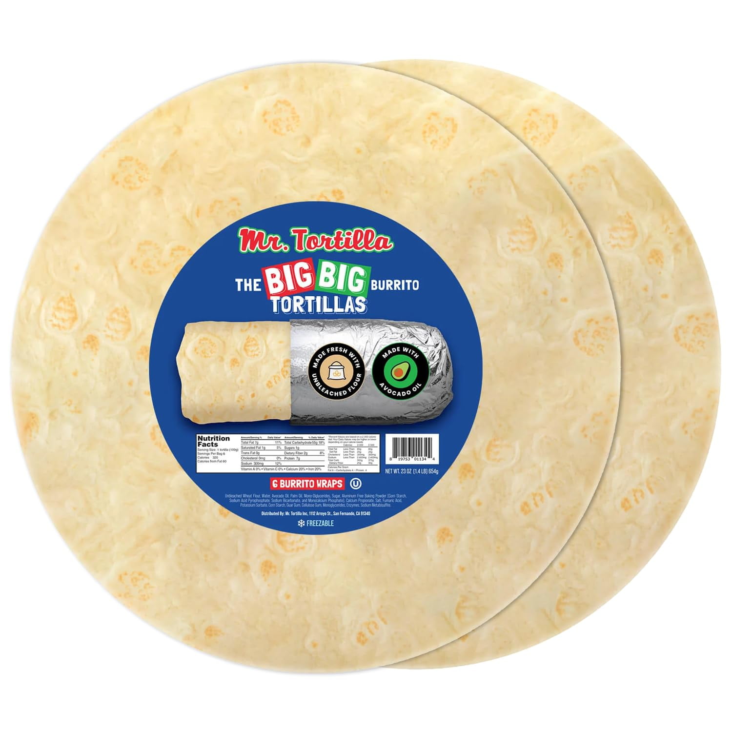 Mr. Tortilla Big Big Burrito Wraps - 12-13" - Small-Batch Artisan ...