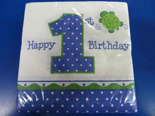 Mr. Turtle Animal Polka Dot Kids 1St Birthday Party Paper Luncheon ...