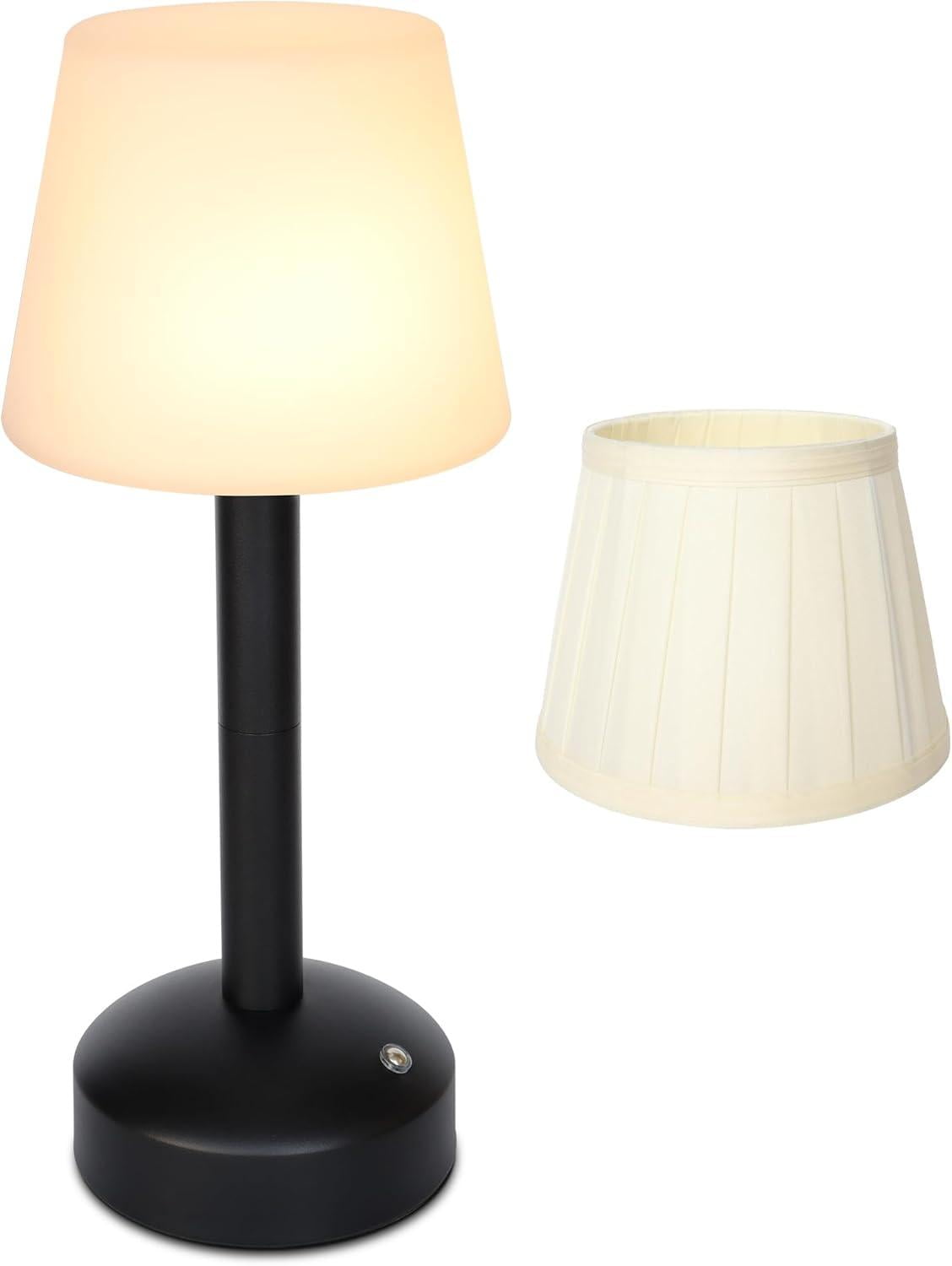 Mr.White Rechargeable Cordless Table Lamp with Fabric Lampshade ...
