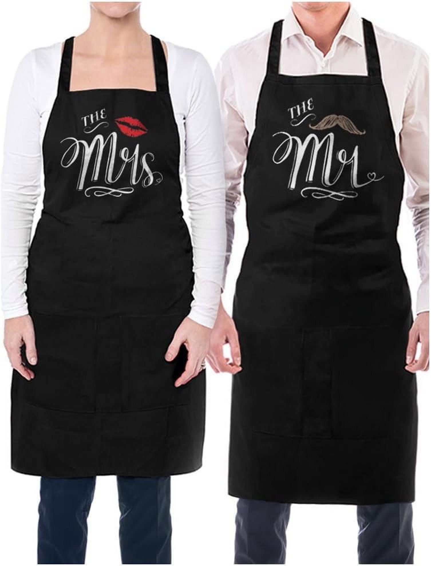 Mr. and Mrs. Aprons With Mustache and Red Lips Gift for Couples Wedding ...
