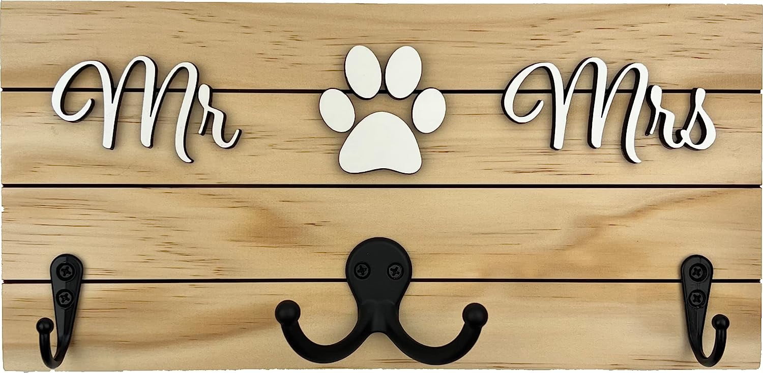 Mr and Mrs Key Holder(Natural-White),Pine Wood,Handmade - Walmart.com