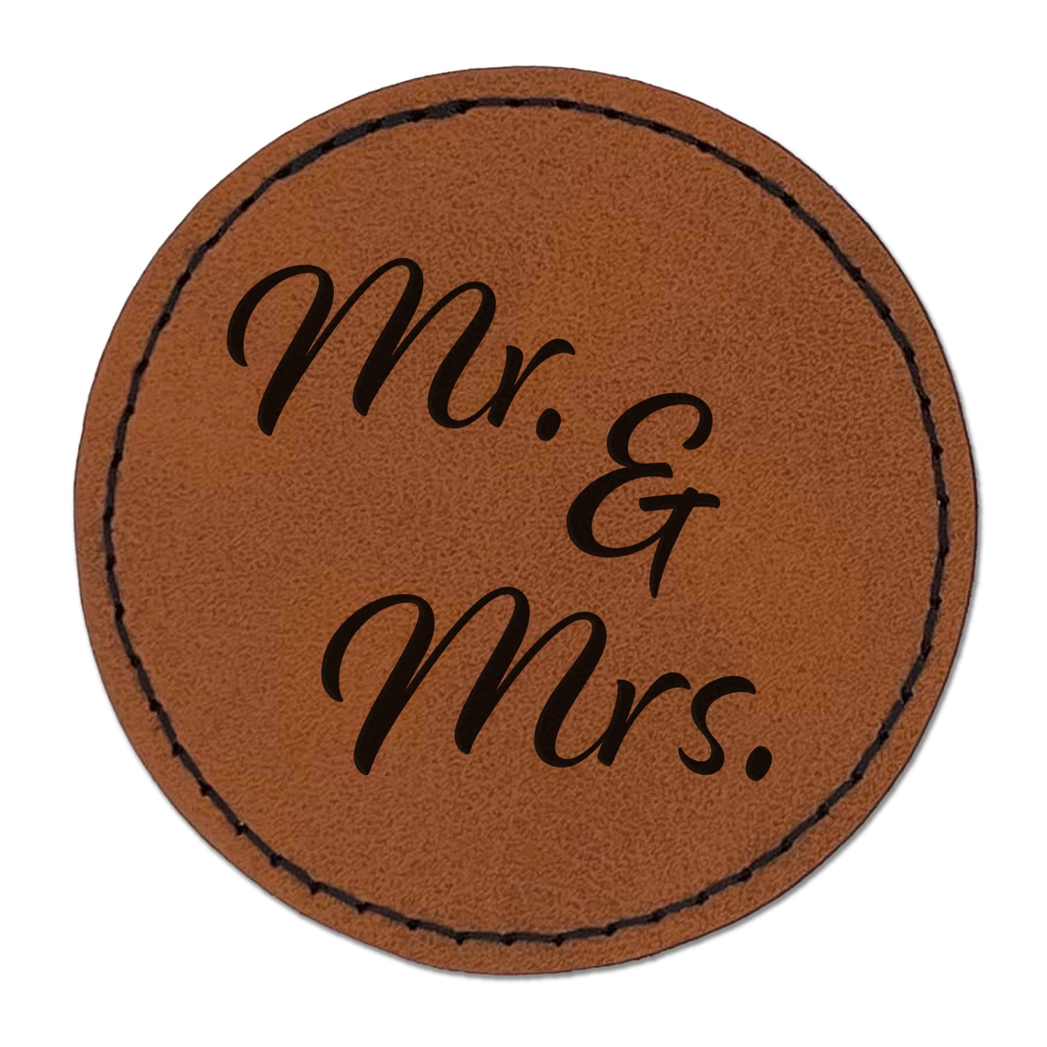 Mr. and Mrs. Married Couple Wedding Anniversary 2.5" Faux Leather Round ...