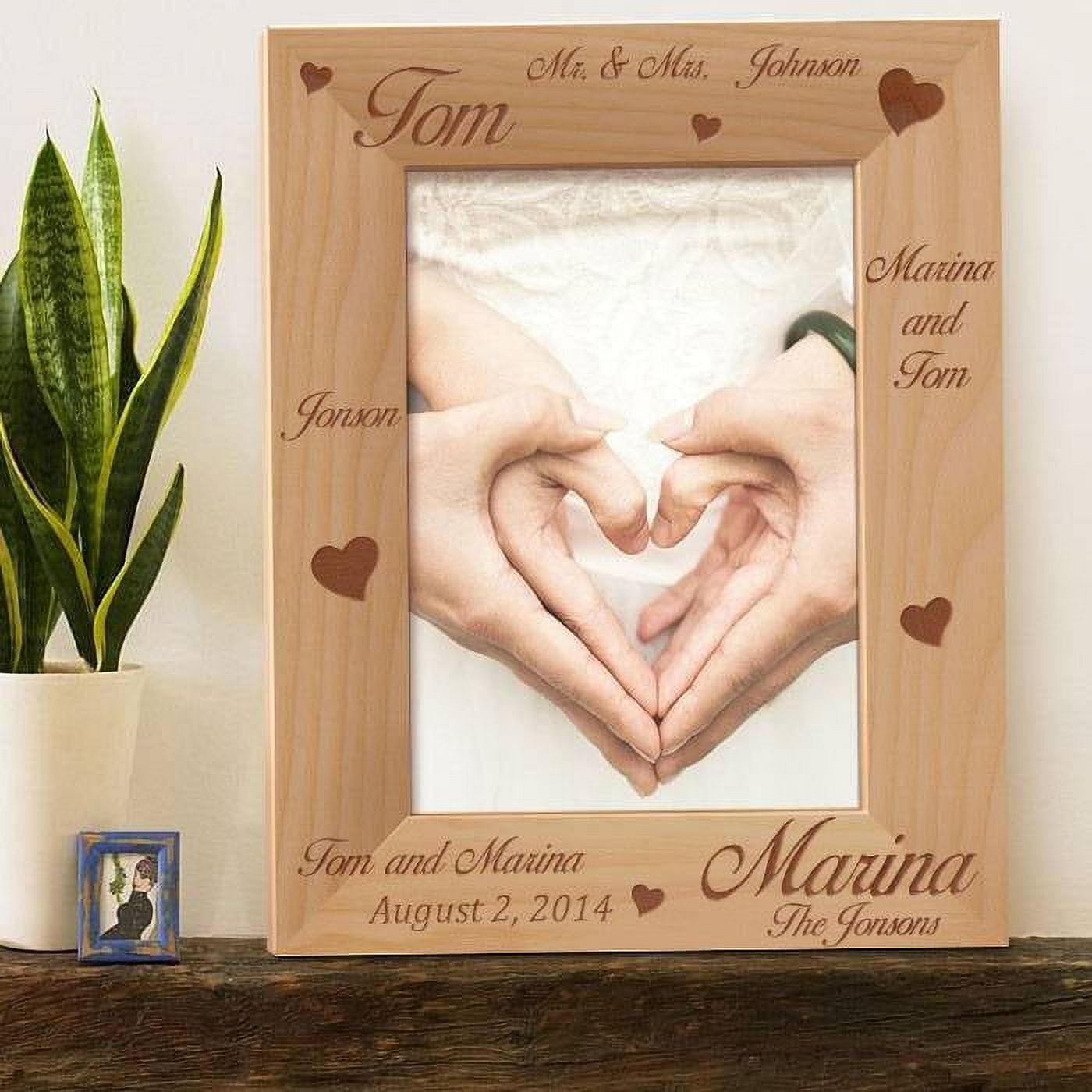 Mr and Mrs. Personalized Wooden Picture Frame 8" x 10" Brown (Vertical ...
