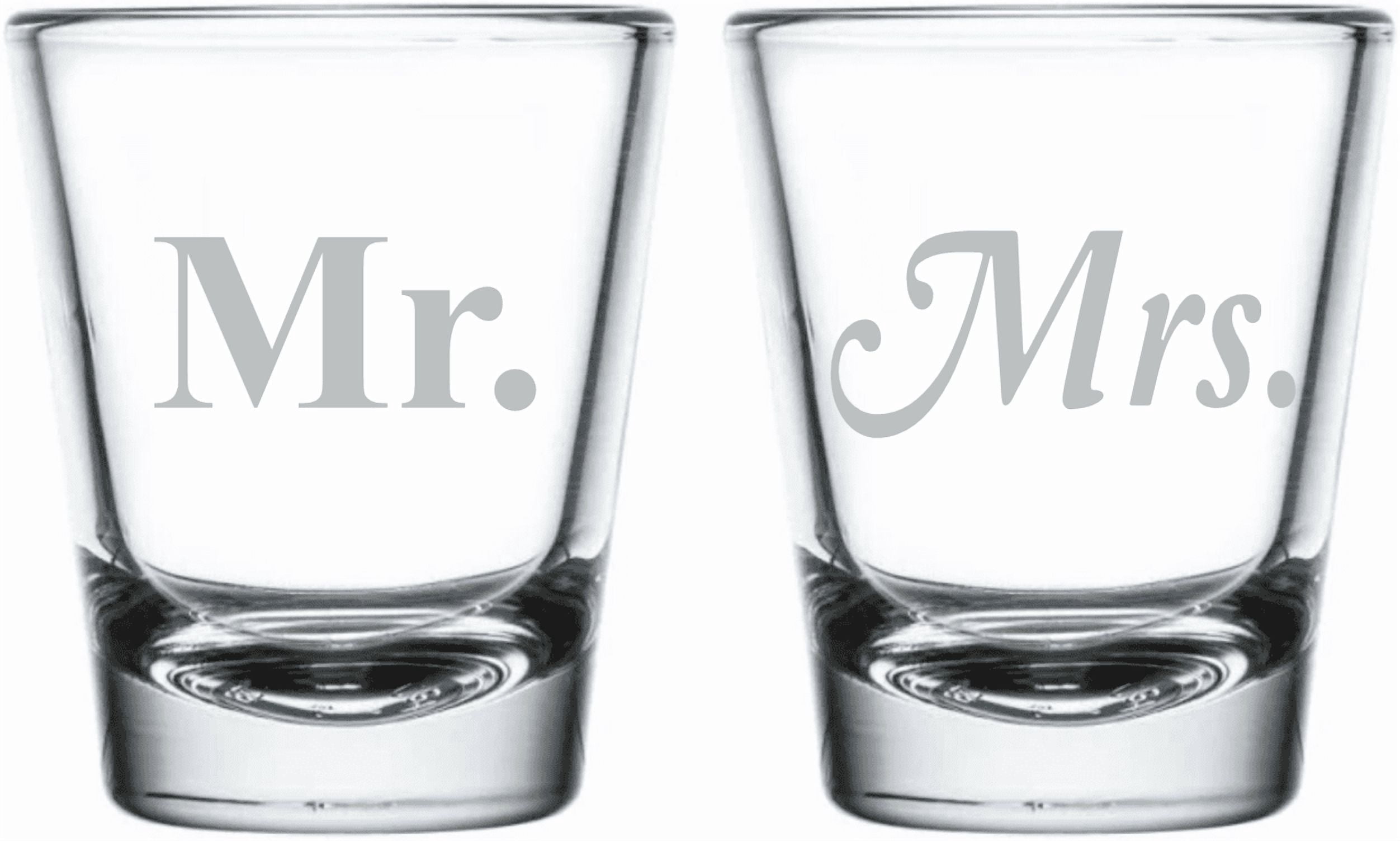 C&M Personal Gifts 1.75 oz Mr and Mrs Shot Glass Set of 2 - Gift for ...