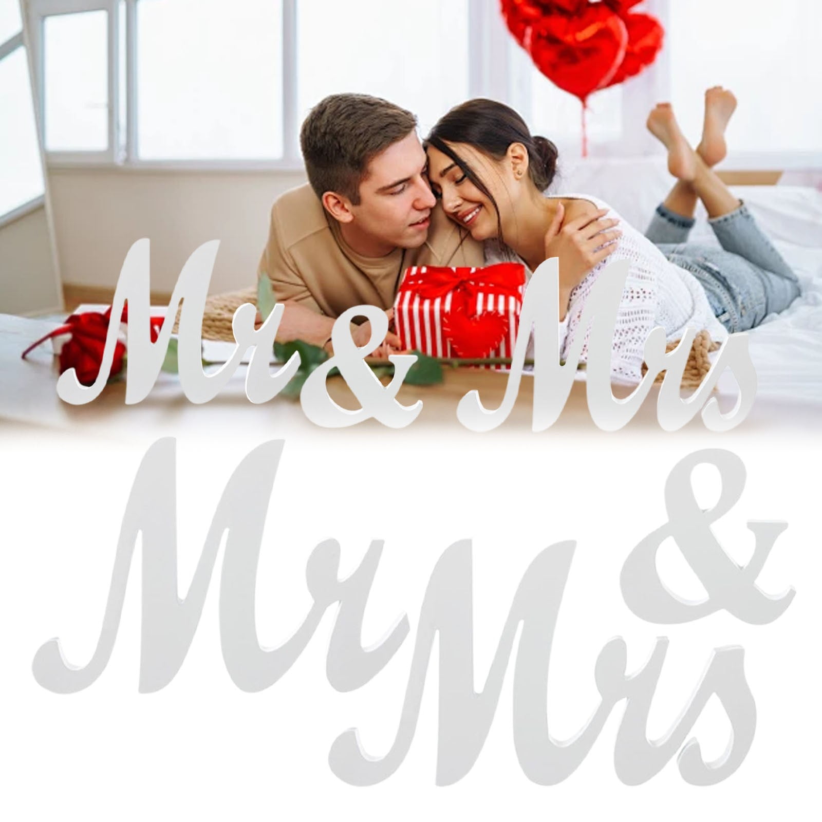 Mr and Mrs Signs Table Decorations, Wooden Freestanding Letters for ...