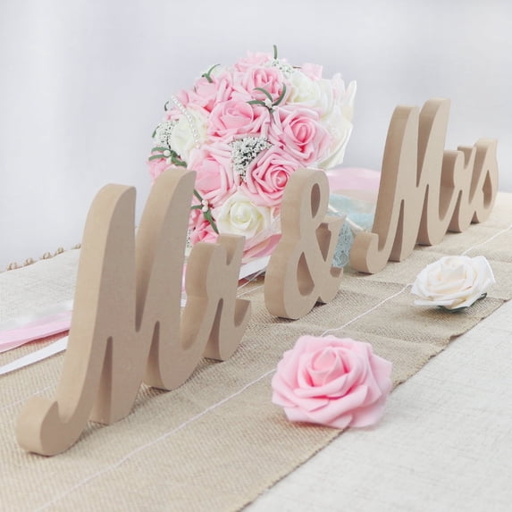 Mr and Mrs Signs Wedding Table Decorations, Wooden Freestanding Letters ...
