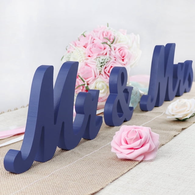 Dark blue Mr and Mrs Signs Wedding Table Decorations, Wooden ...