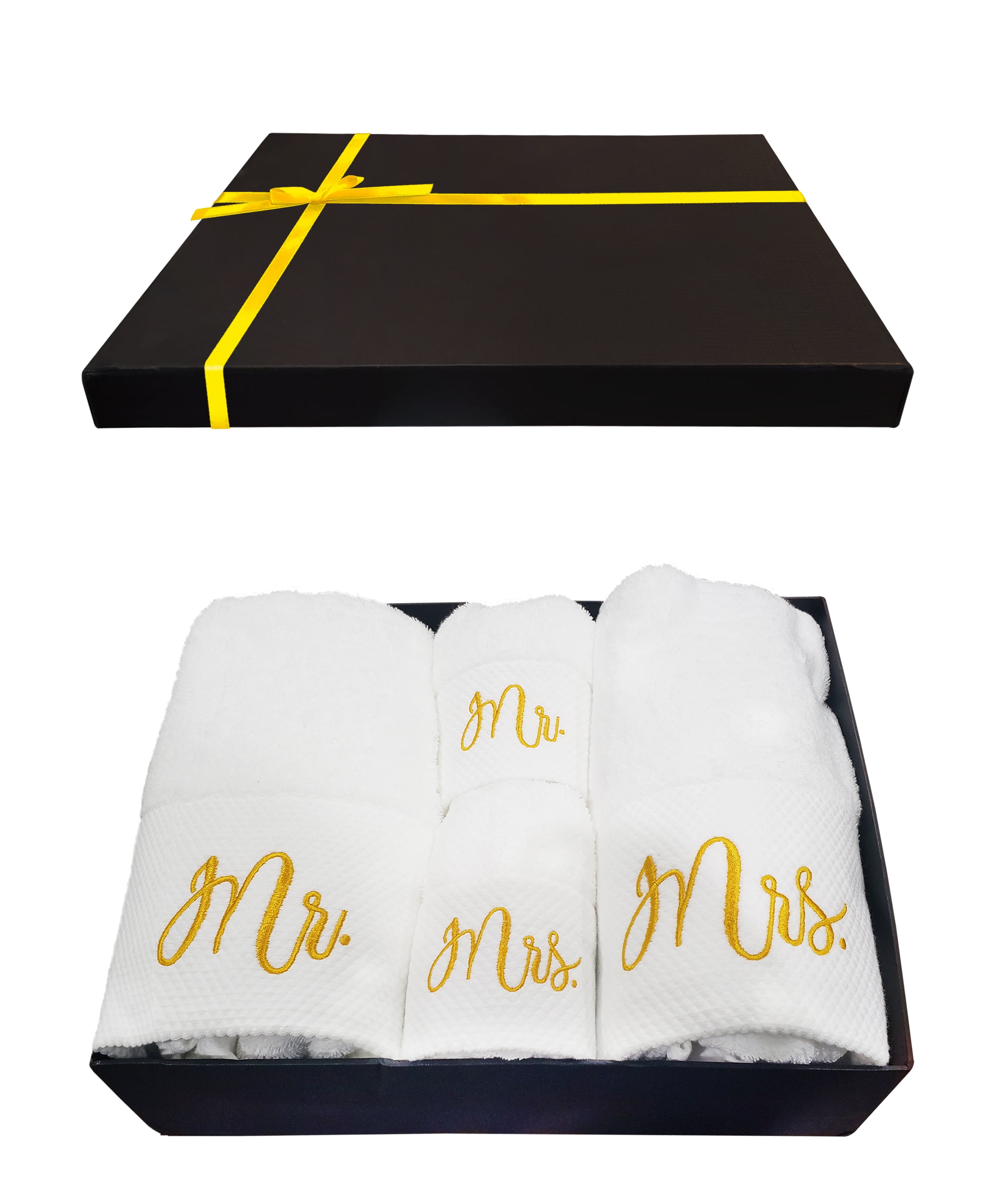 Mr and Mrs Towels Set with Gift Box - 4 Pack Bath and Hand Towels for ...