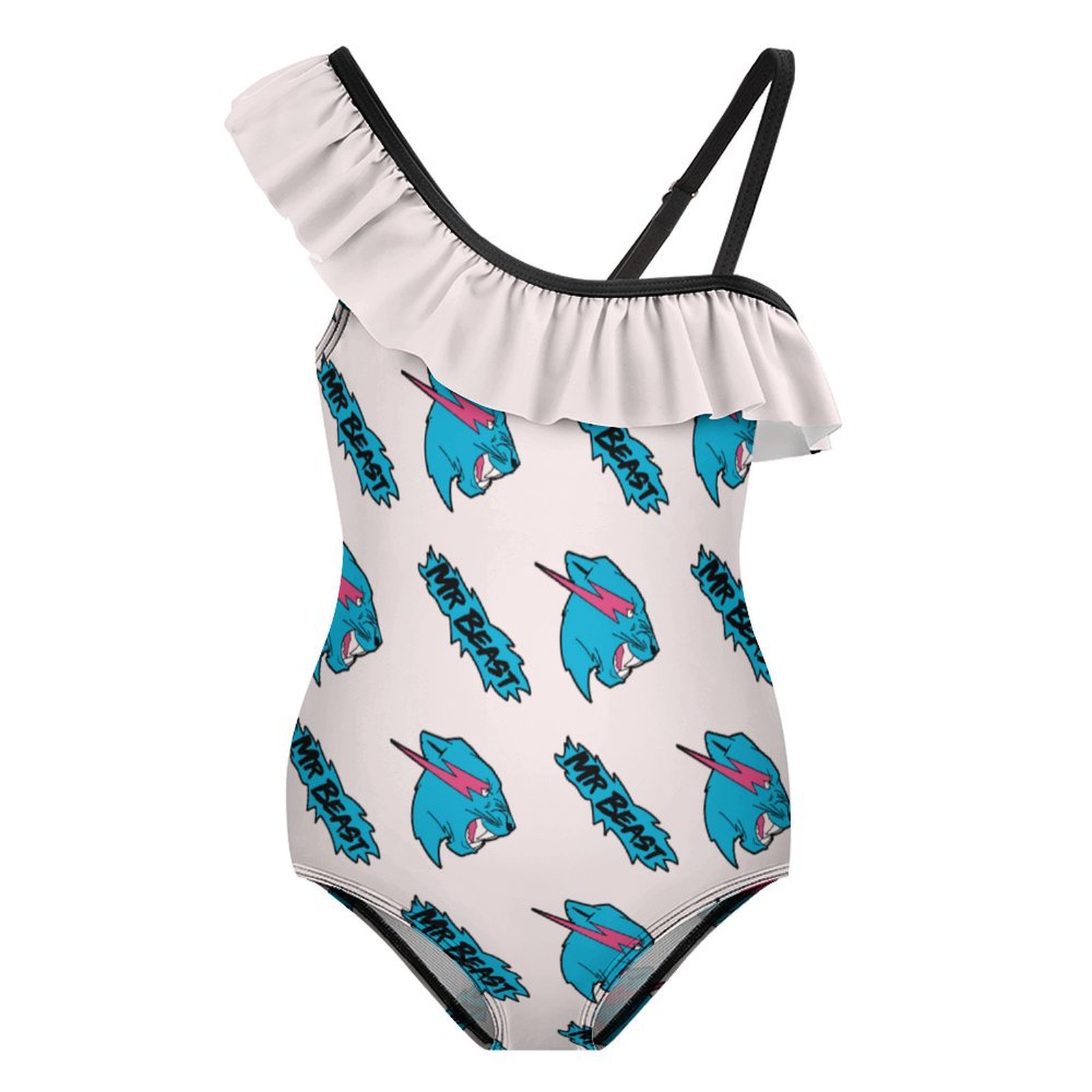 Mr-be-ast Girls Swimsuit One Piece Swimsuits Ruffle Bathing Suit Kids ...