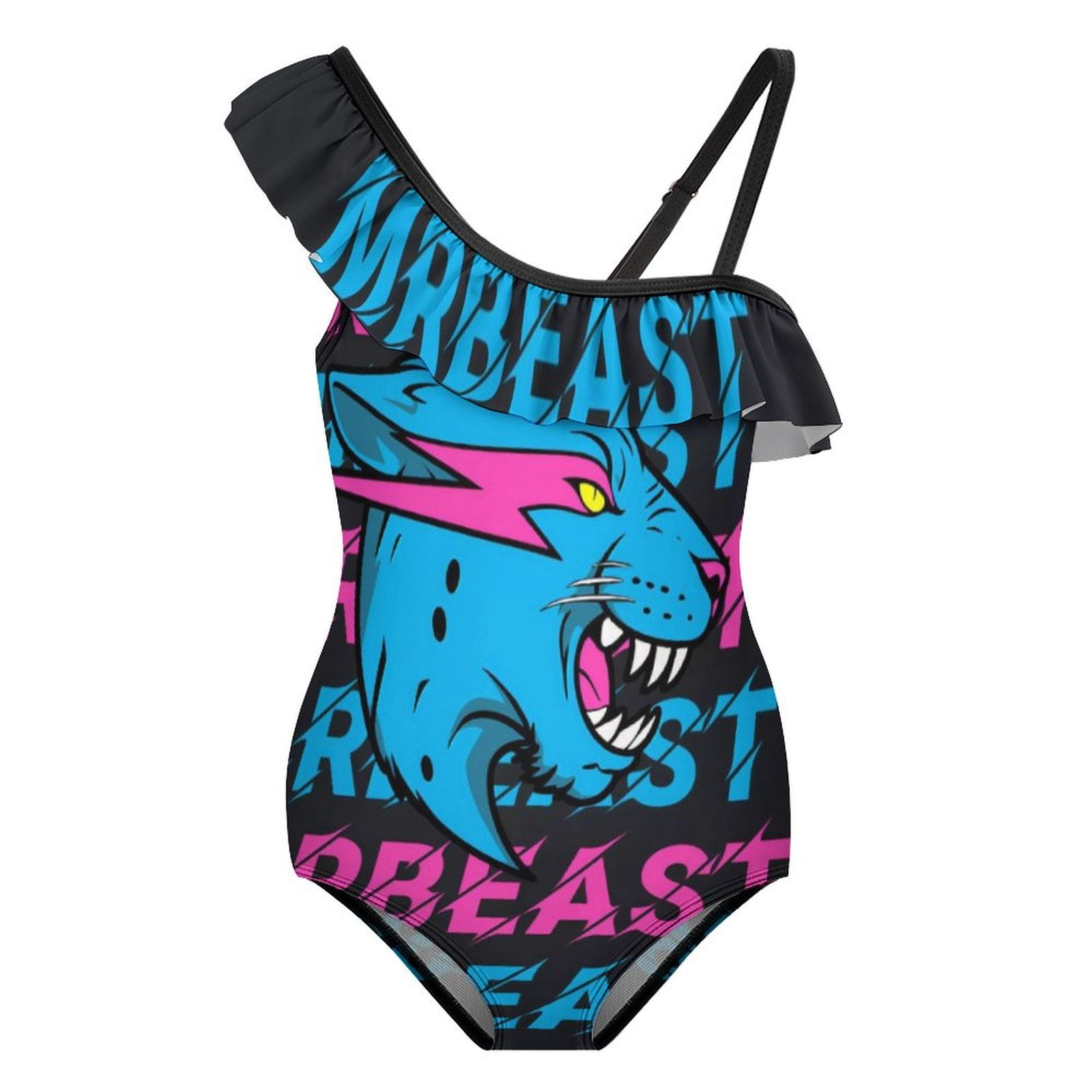 Mr-be-ast Girls Swimsuit One Piece Swimsuits Ruffle Bathing Suit Kids ...