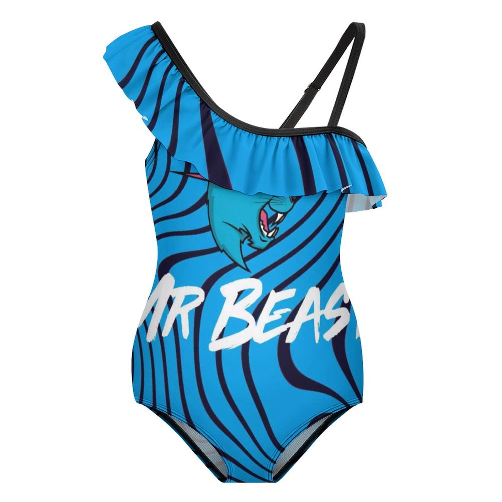 Mr-be-ast Girls Swimsuit One Piece Swimsuits Ruffle Bathing Suit Kids ...