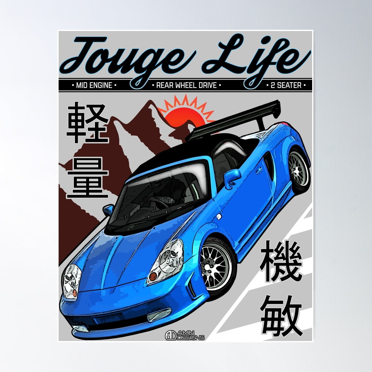 Mr2 Roadster / Spyder - Japanese Style Touge, Jdm, Mrs Poster Wall Art ...
