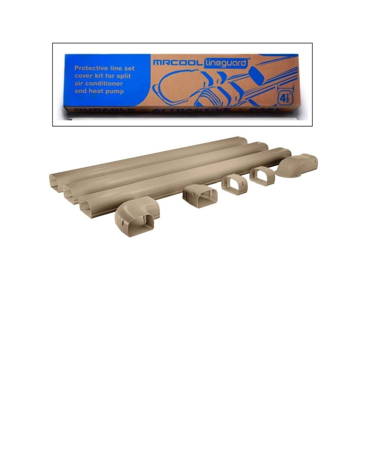 MrCool Line Set Cover Kit Cover 4-1/2" WIDE For Mini-split & Central A ...