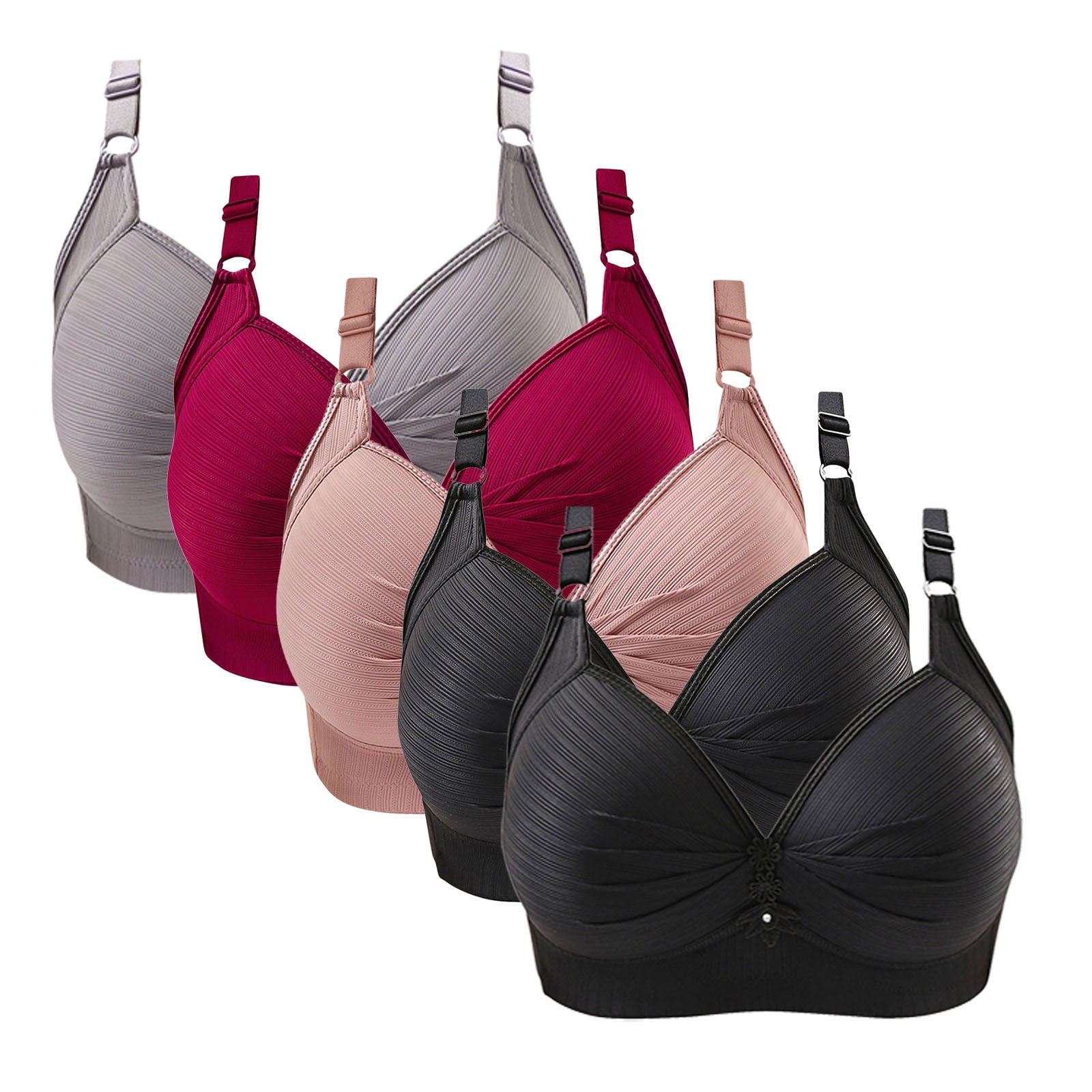 Mrasaso 5PC Women Super Push Up Bra Lace Underwire Soft Padding Lift Up ...