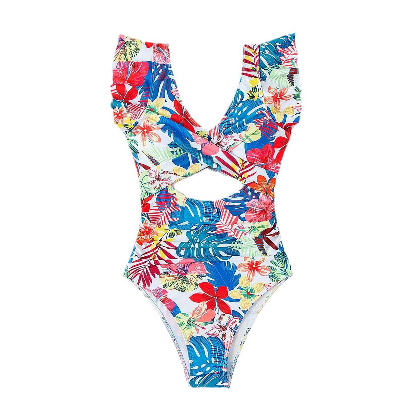 Mrat Bathing Suit for Women One-Piece Summer Women's Fashion Ruffle ...