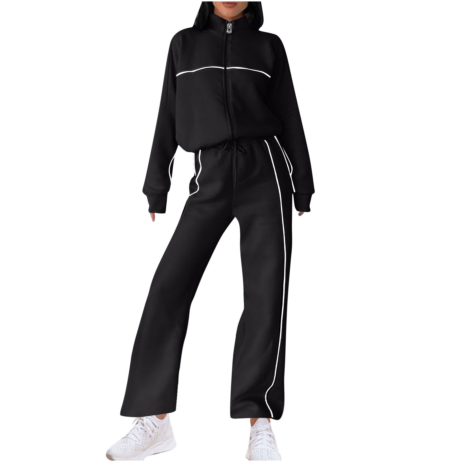 Mrat Button Long Sleeve Set Women 2 Piece Outfits Sweatsuit Zip up ...