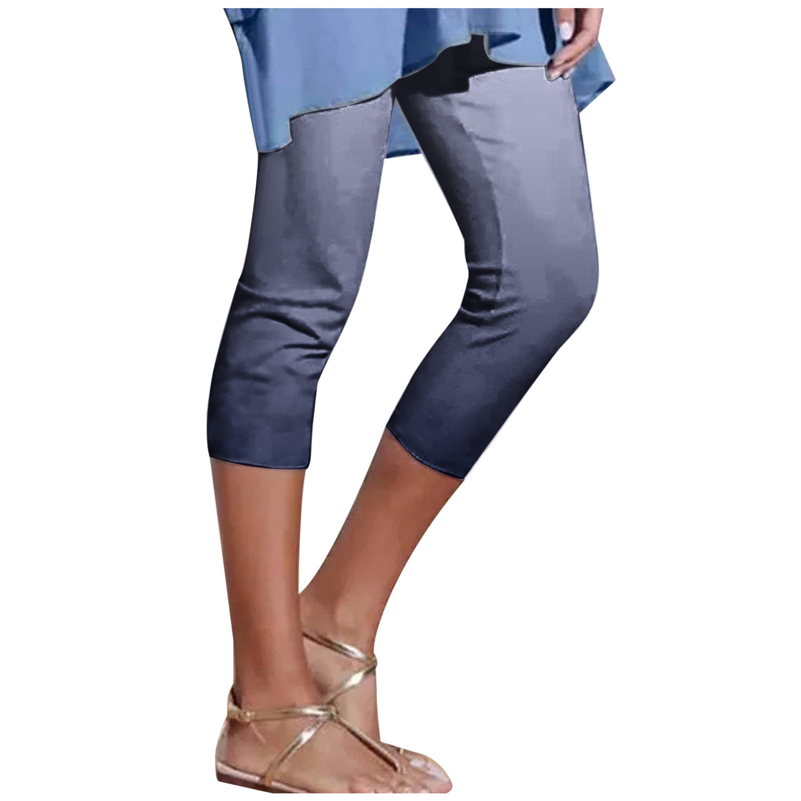 Mrat Capris for Women Casual Summer Elastic Waist Pull on Capris for ...