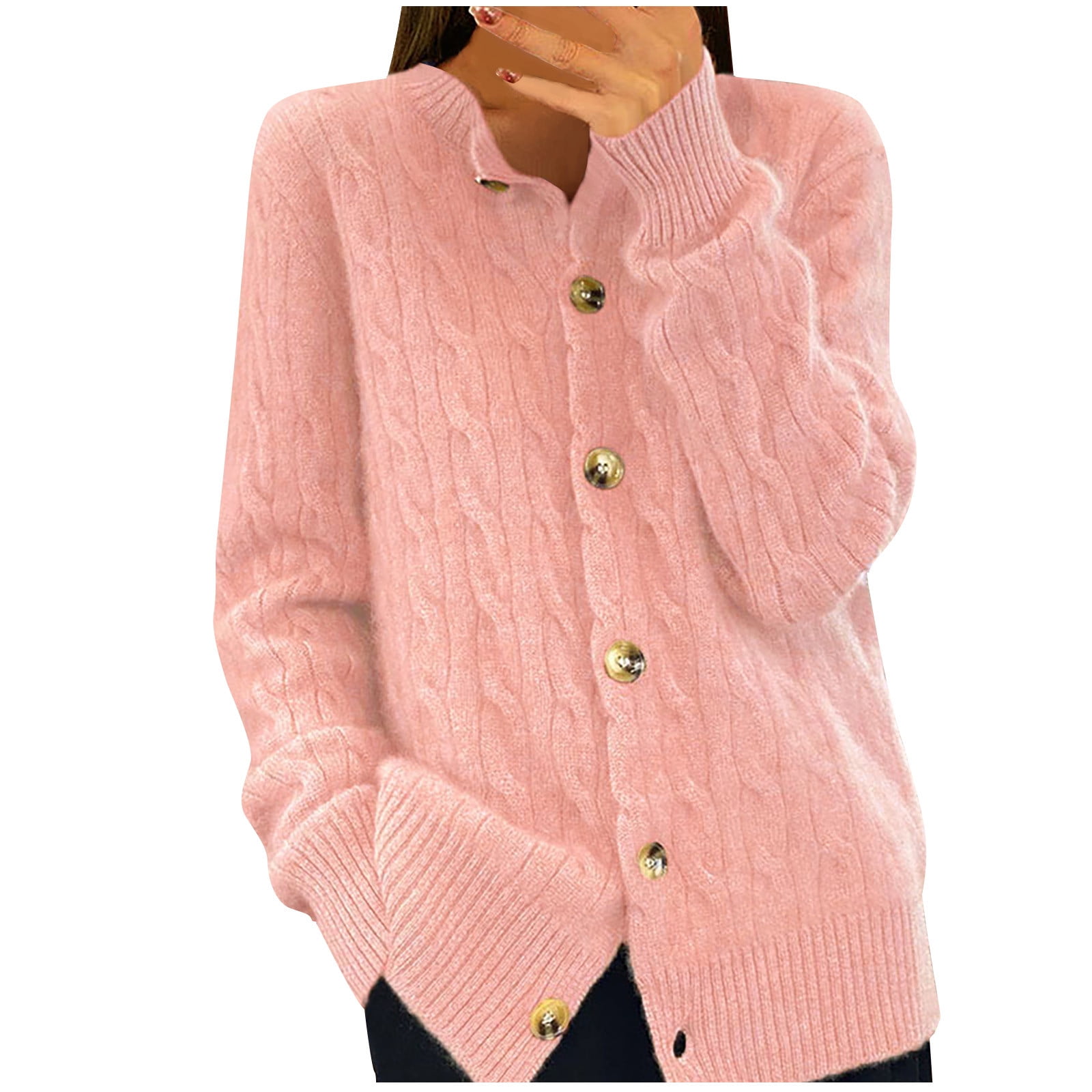 Mrat Colorful Sweater Women Button Sweater Cardigan Long Sleeve Casual ...
