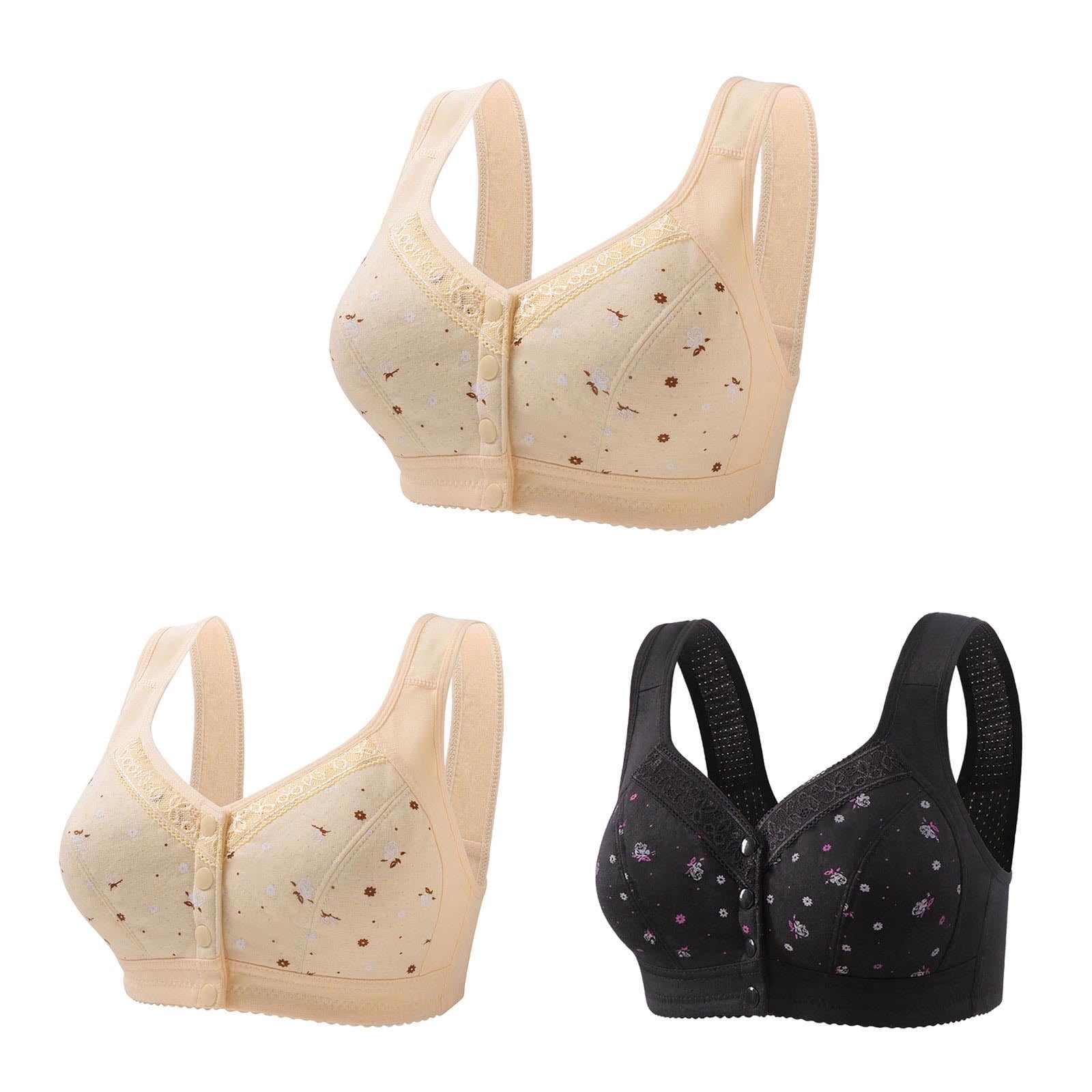 Mrat Everyday Bra 3pc Womens Front Closure Bra Comfy Wirefree Bra Soft ...