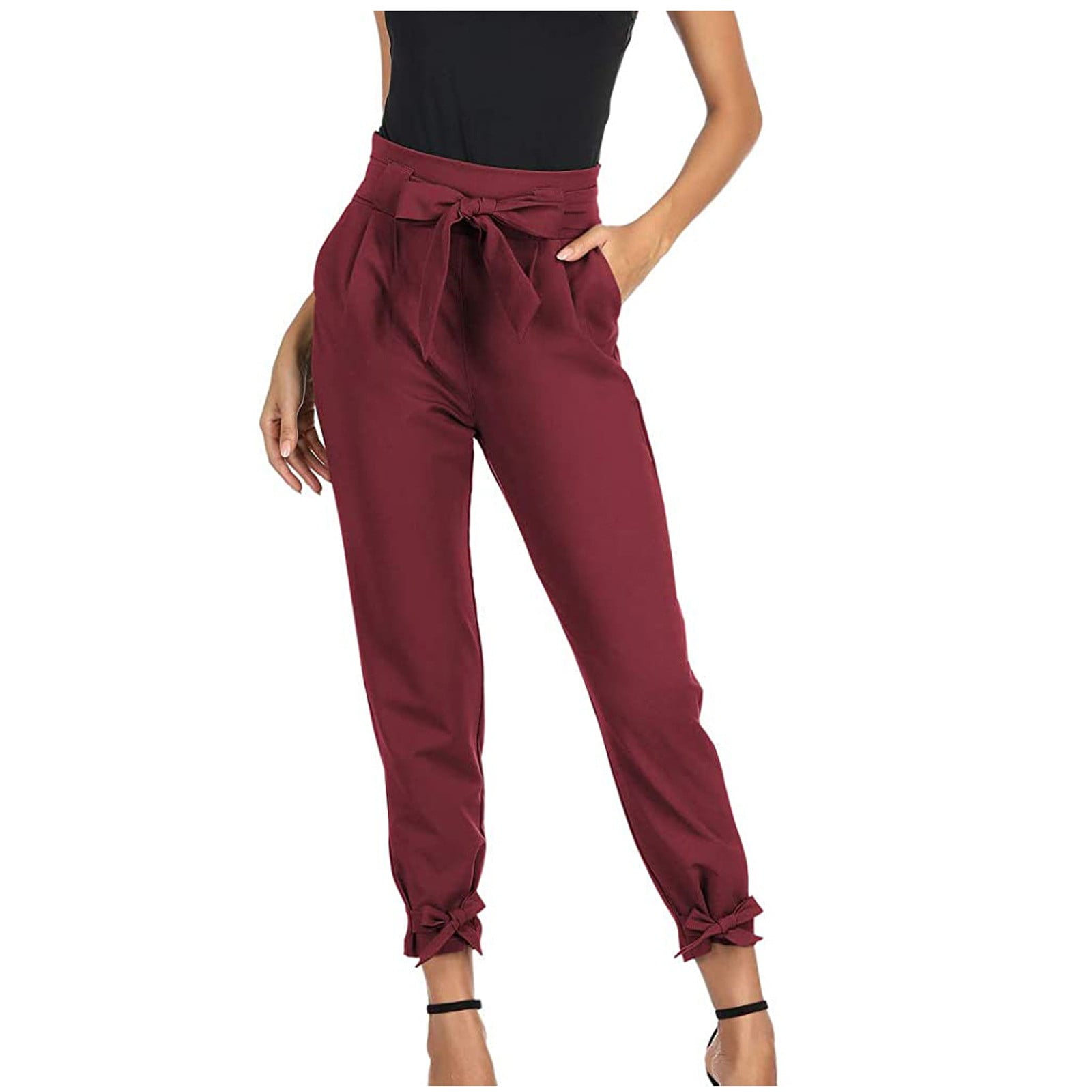 Mrat Full Length Pants High Waist Yoga Pants Ladies High Waist Tie Up ...
