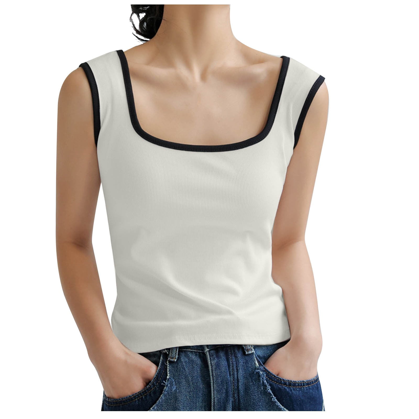 Mrat Graphic Tank Tops for Women Women's Ribbed Tank Tops Ribbed Knit ...