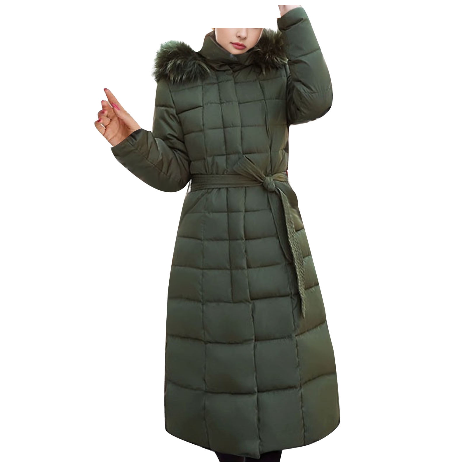 Mrat Long Coats for Women Winter Long Sleeve Hoodies Quilt Plus Size ...