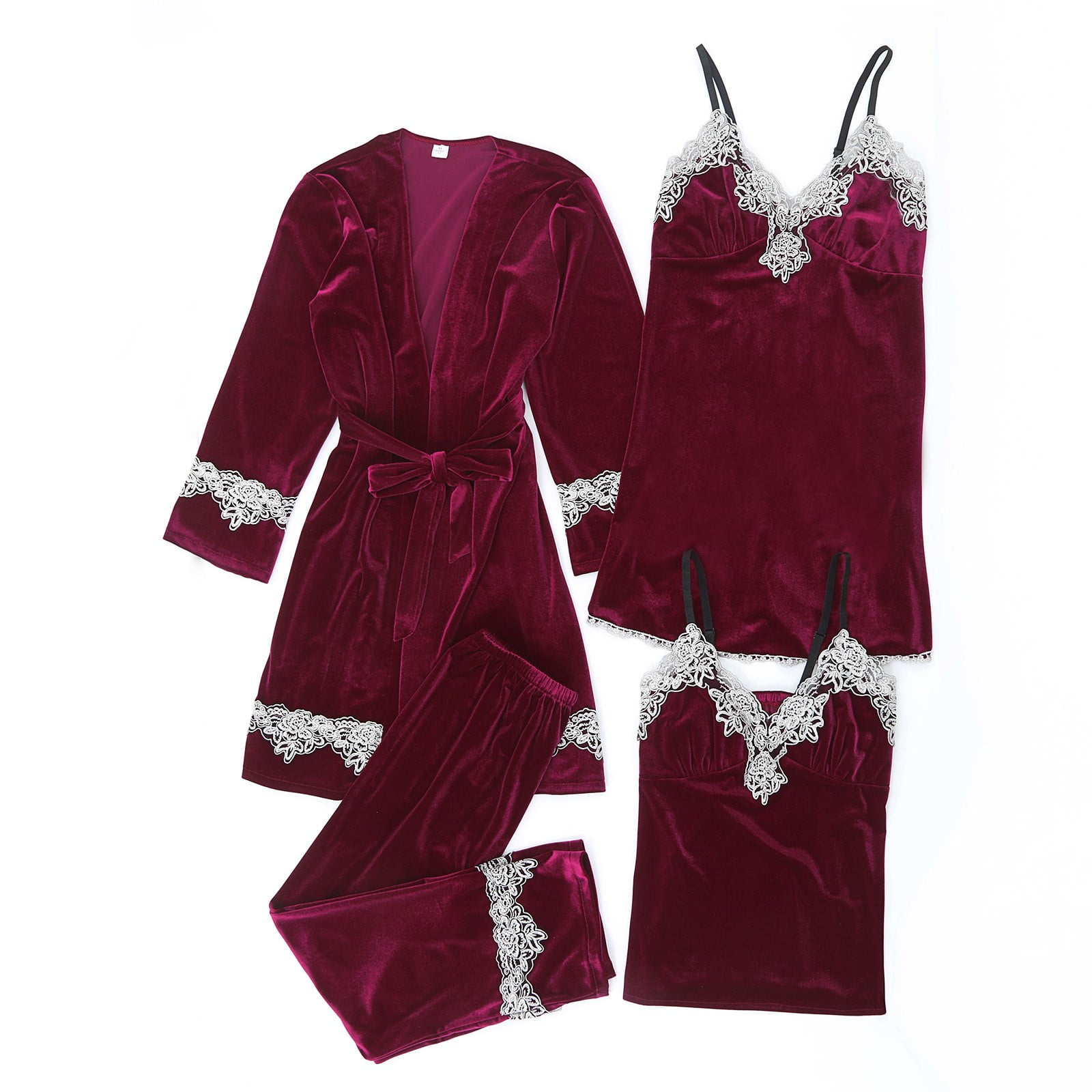 Mrat Nightshirts for Women Pajama Sets 4PC Nightgown Gold Plus Size ...