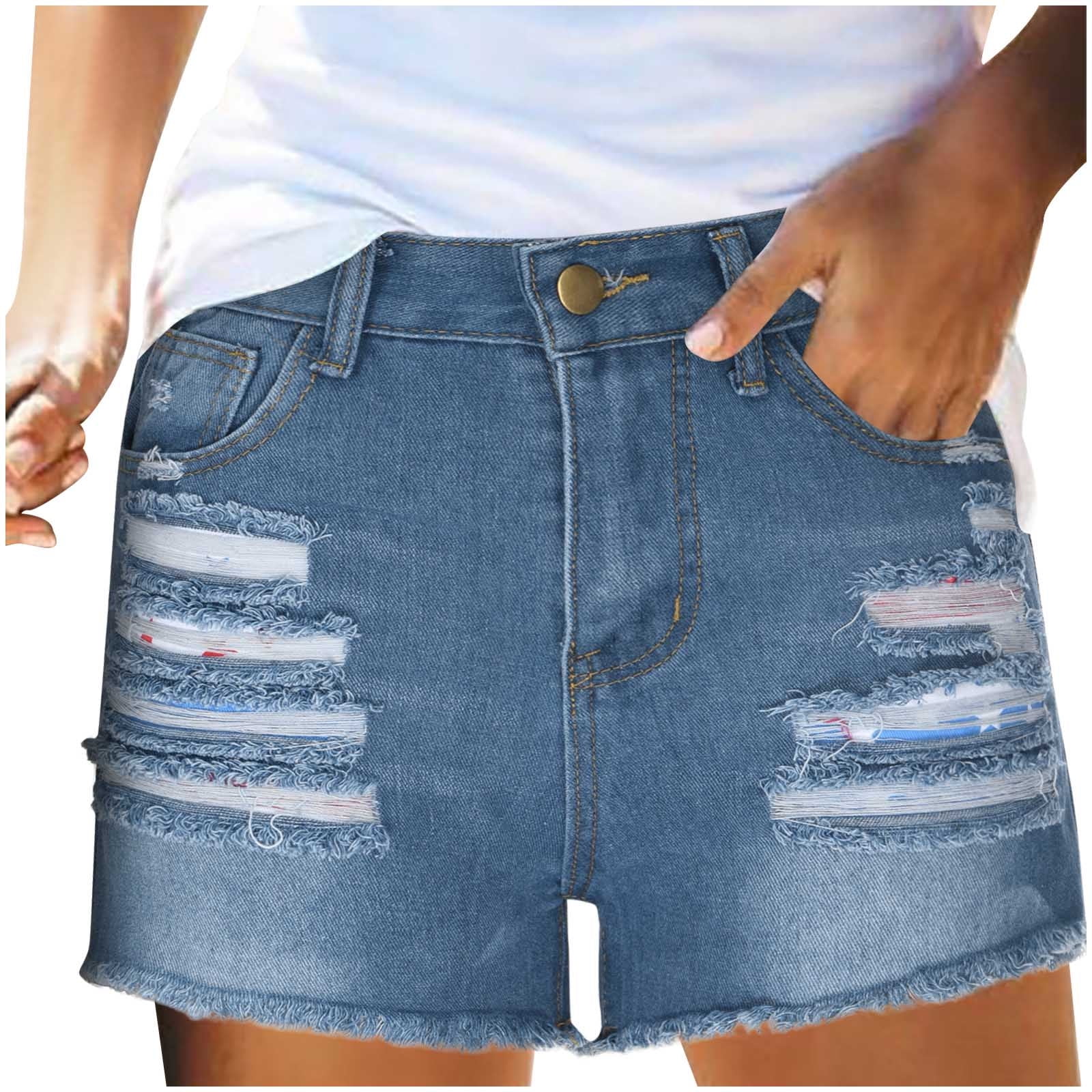 Mrat Padded Bike Shorts Ladies Women's Denim Button Zipper Short Summer ...
