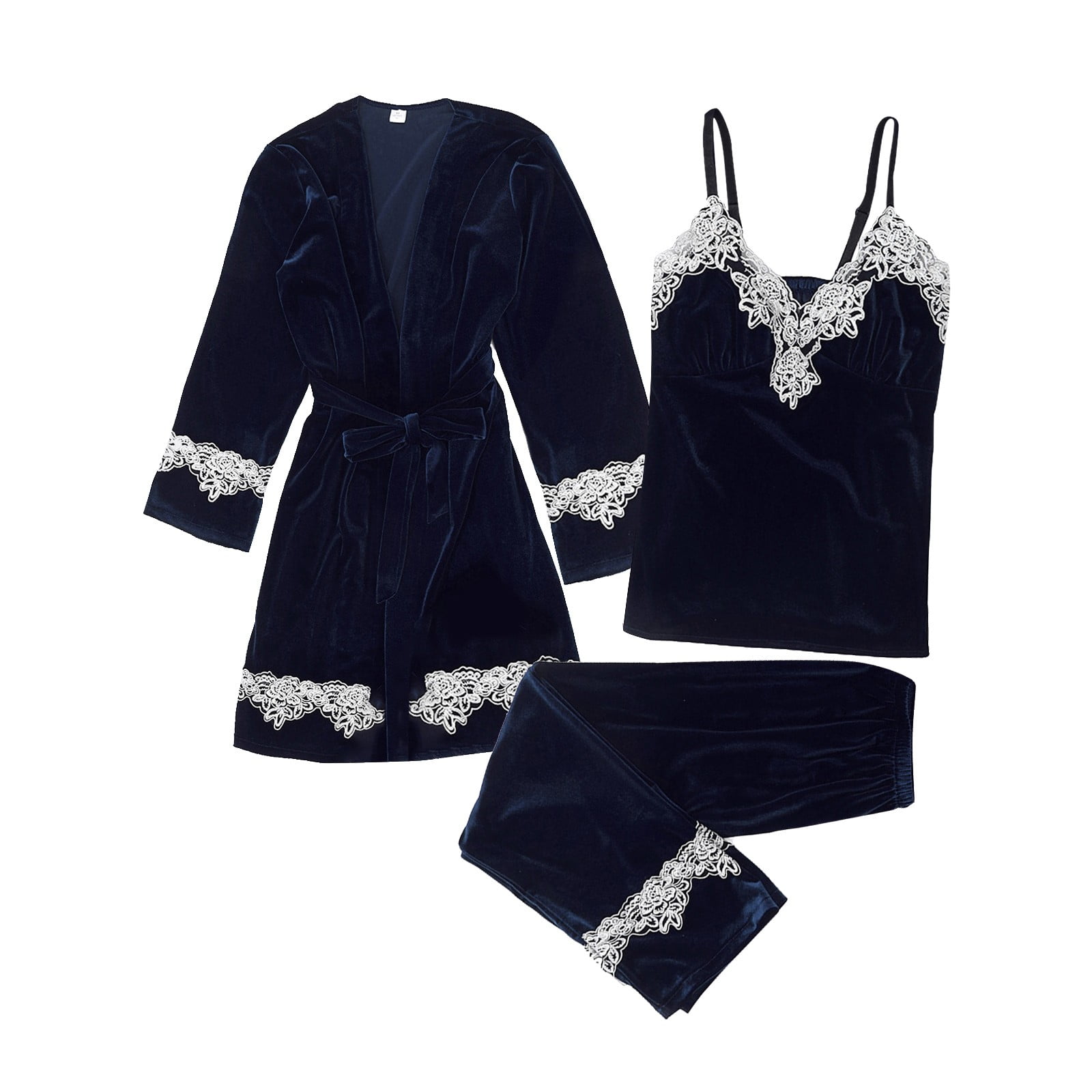 Mrat Plus Size Lingerie Set Women Pajama Sets 3pc Nightgown Gold Womens Silk Pajamas Set Plush
